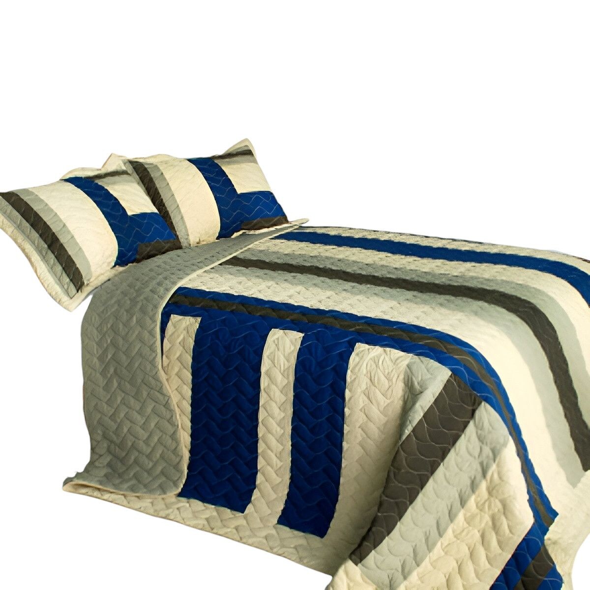Slickblue 3-Piece Multi Tone Full Queen Quilt Bedding Set TC Fabric ...