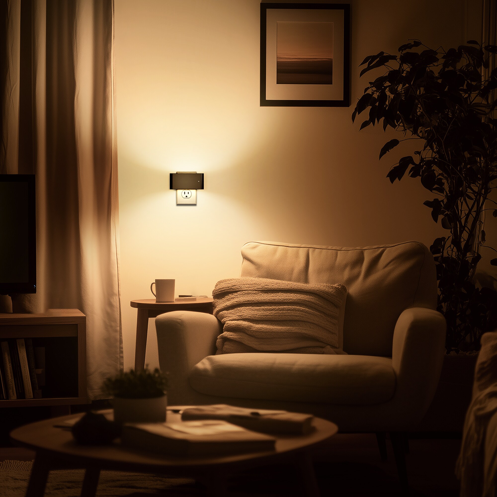 DORESshop 1 Light Black Dimmable LED Night Light Plug in with Dusk to ...