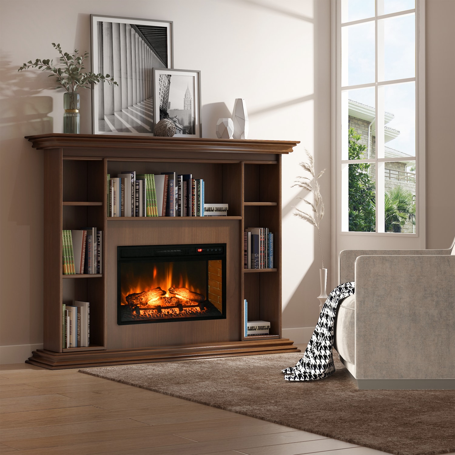 Wooakway Electric Fireplace Heater 27 Inch Recessed Insert with ...