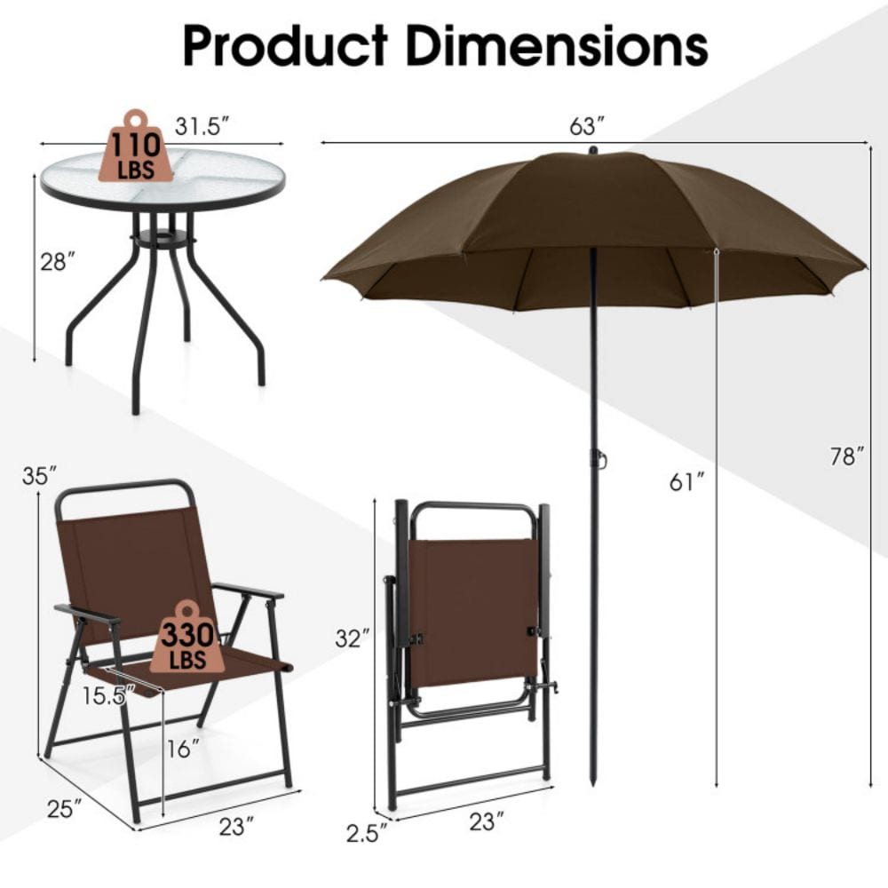 Folding Chairs Glass Table Tilt Umbrella Patio Dining Sets at Lowes.com