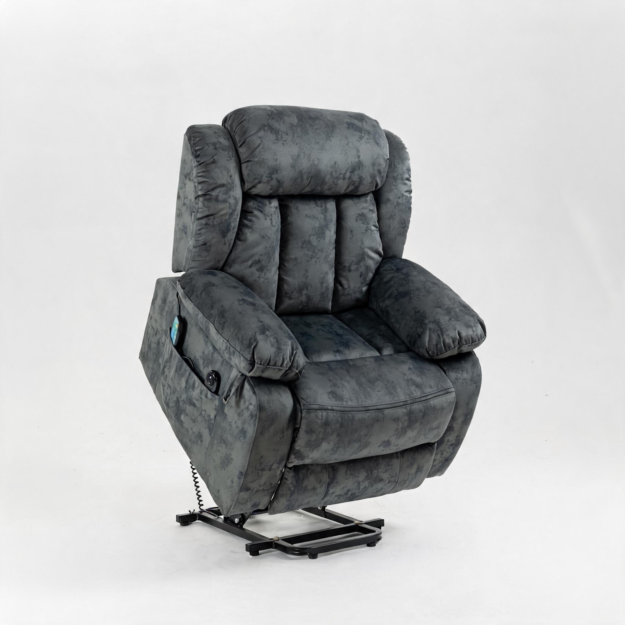 Horizons Prime Grayish Blue Velvet Power Lift Recliner with Massage and ...