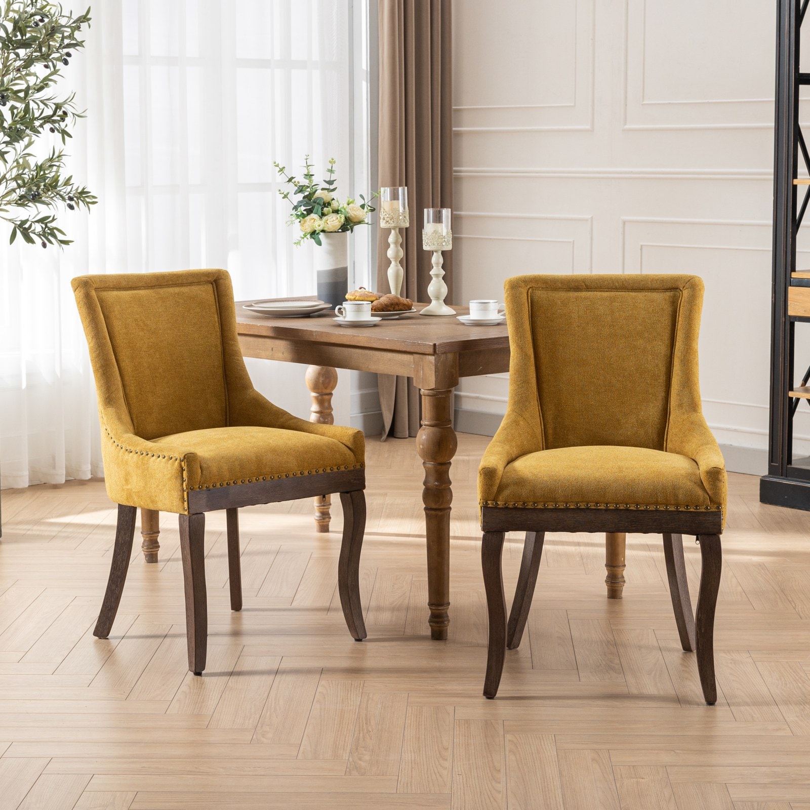 Clihome 2 Pieces Chairs 2 -Pack 20.8-in W Modern 2 Pieces Gold Accent ...