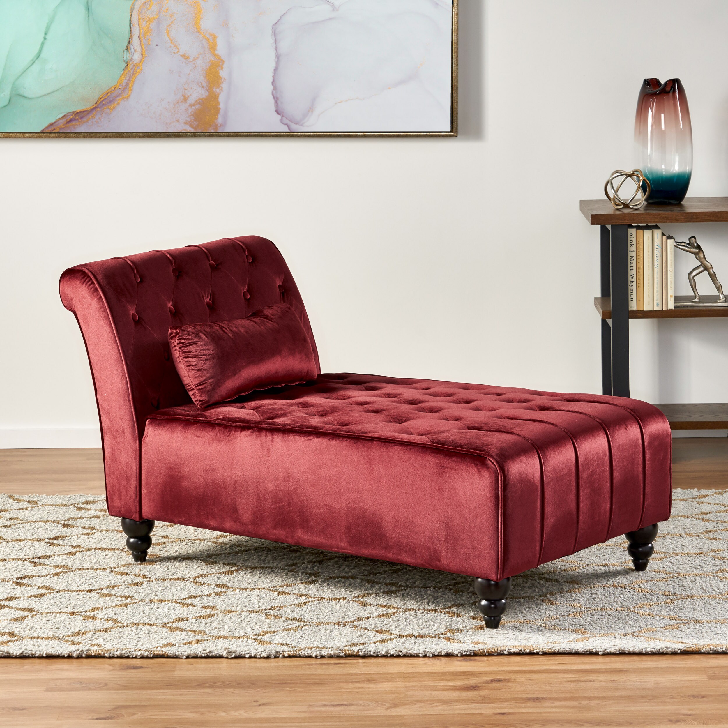 Best Selling Home Decor Modern Red Velvet Chaise Lounge in the Chaise ...