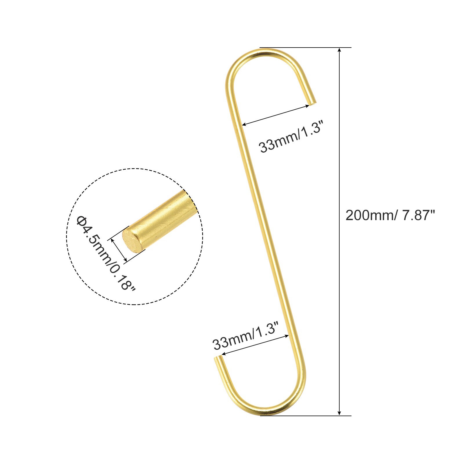 Unique Bargains S Hanging Hooks 8inch/200mm Extra Long Steel Hanger ...