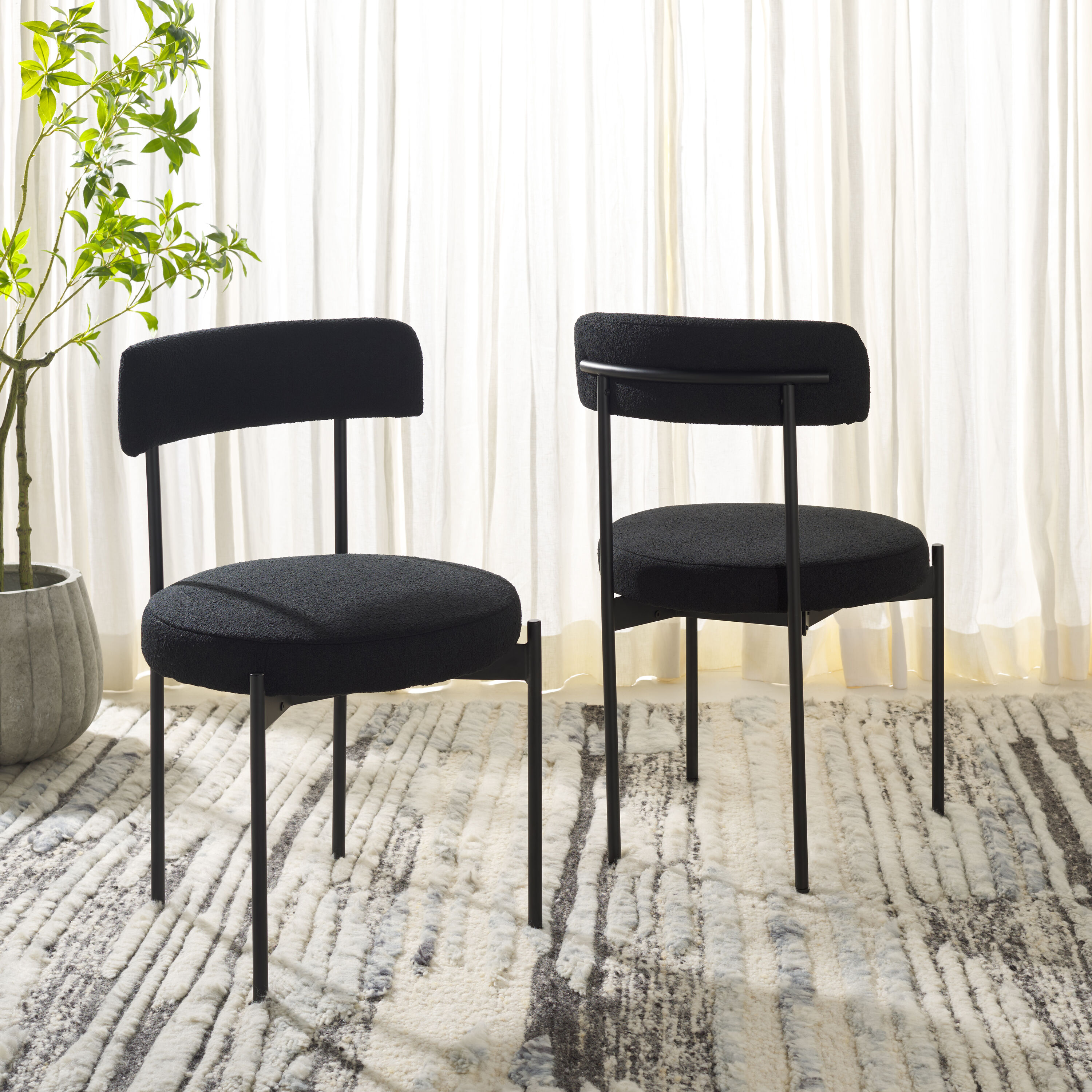 Safavieh Set of Andrean Contemporary/Modern Boucle Upholstered Dining ...