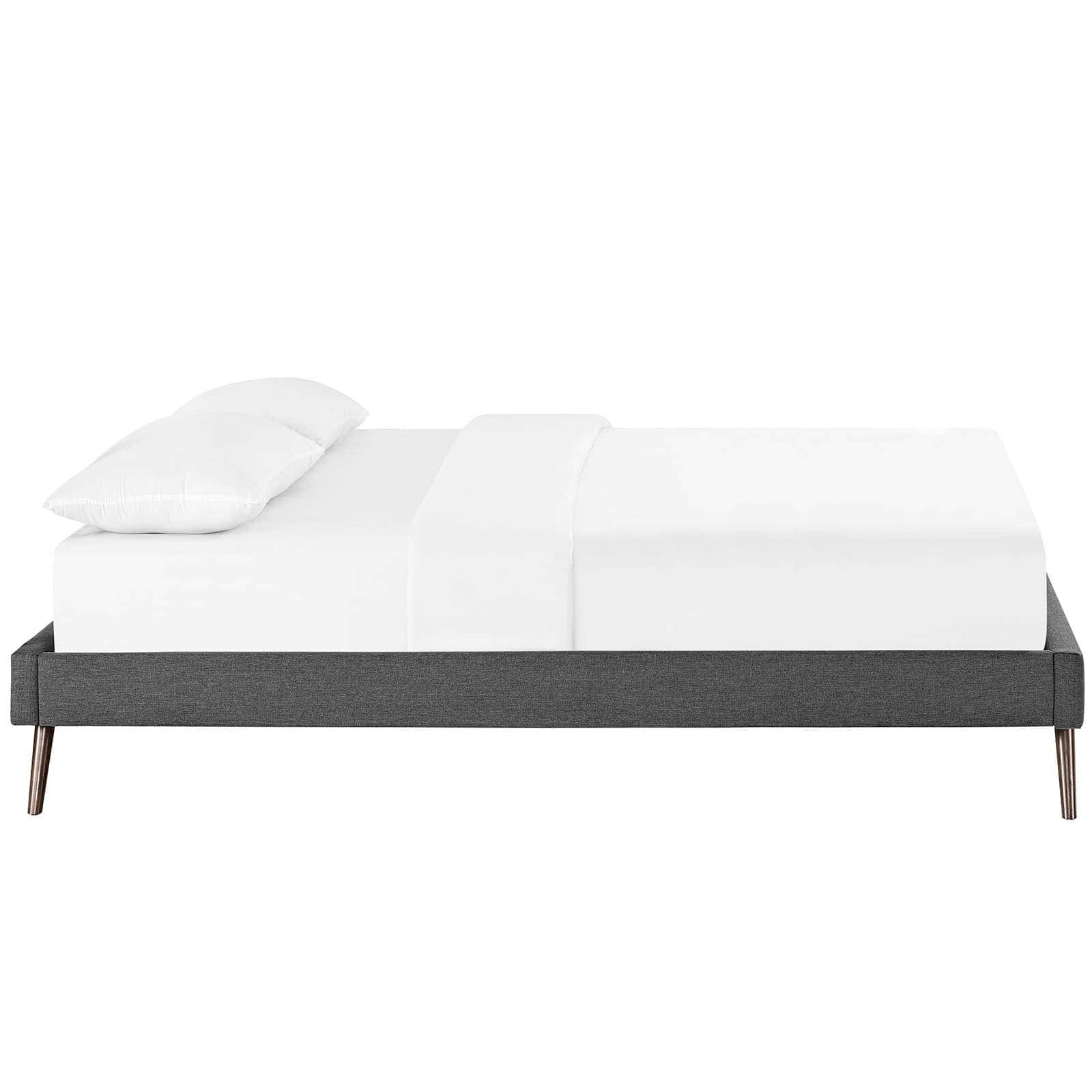 Modway Helen Fabric Queen Bed Frame with Round Splayed Legs in Gray in ...