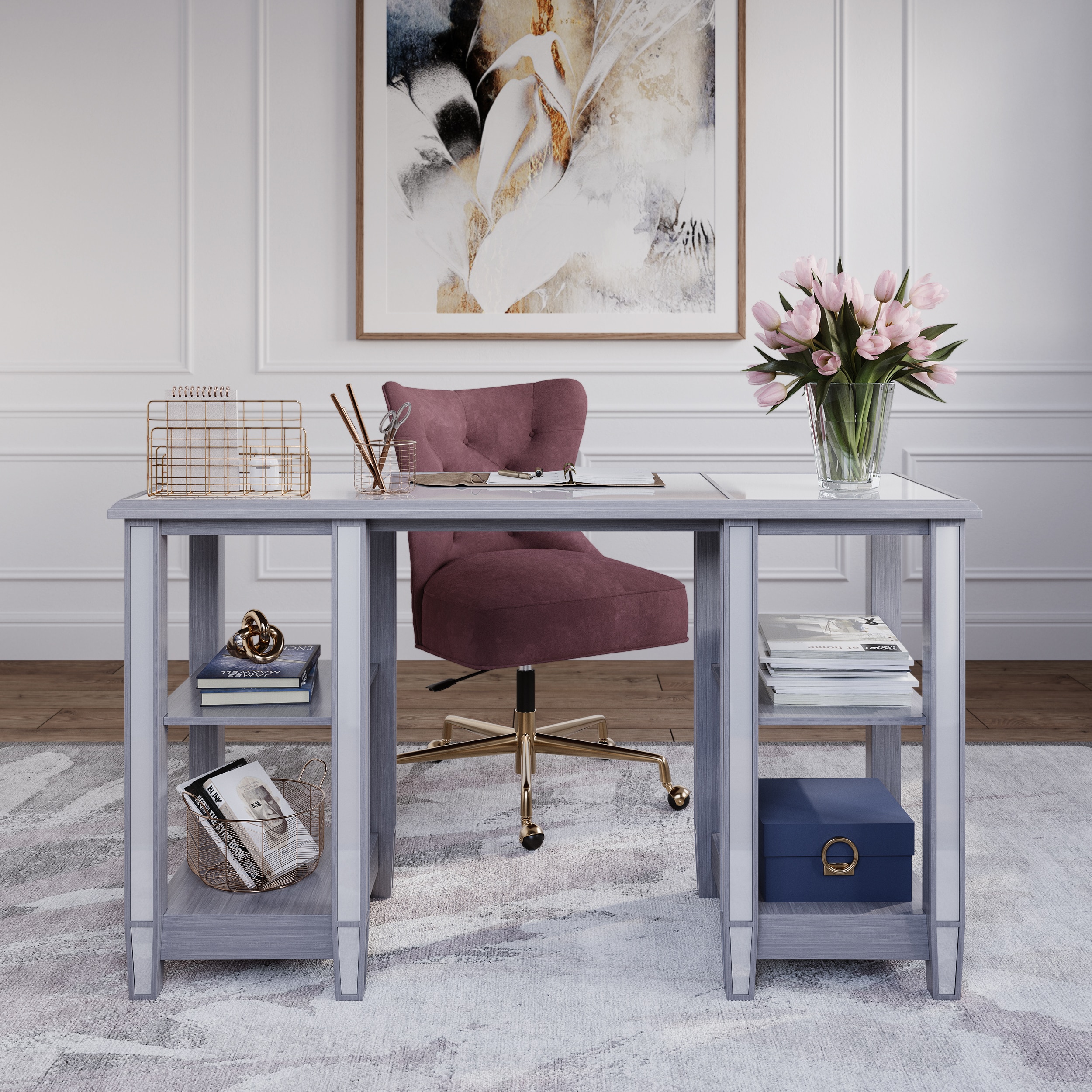 Safavieh Wedlyn Office Desk with Shelves in the Office Tables ...