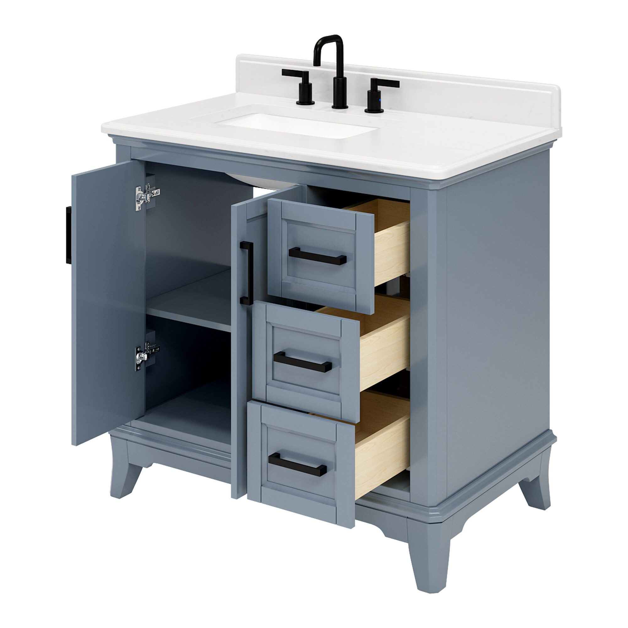DELUXE LIVING Rawsonville 37-in Blue Undermount Single Sink Bathroom ...