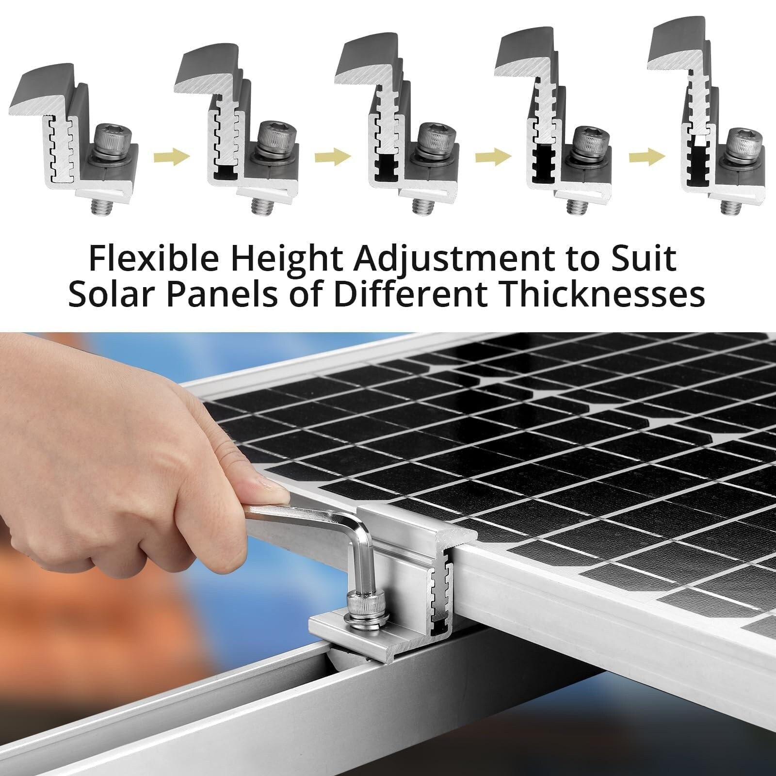 Misopily 10 Pack 30 to 50mm Adjustable Aluminum Solar Panel Mounting ...