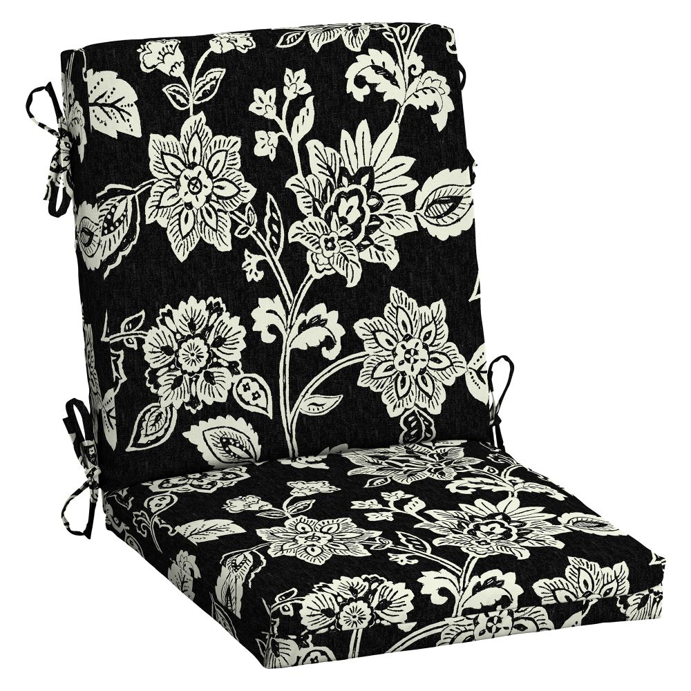 ARDEN 16.5-in x 18-in Ashland Black Jacobean Patio chair cushion in the ...