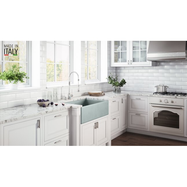 Ruvati Fiamma Farmhouse Apron Front 33 In X 20 In Horizon Gray Fireclay