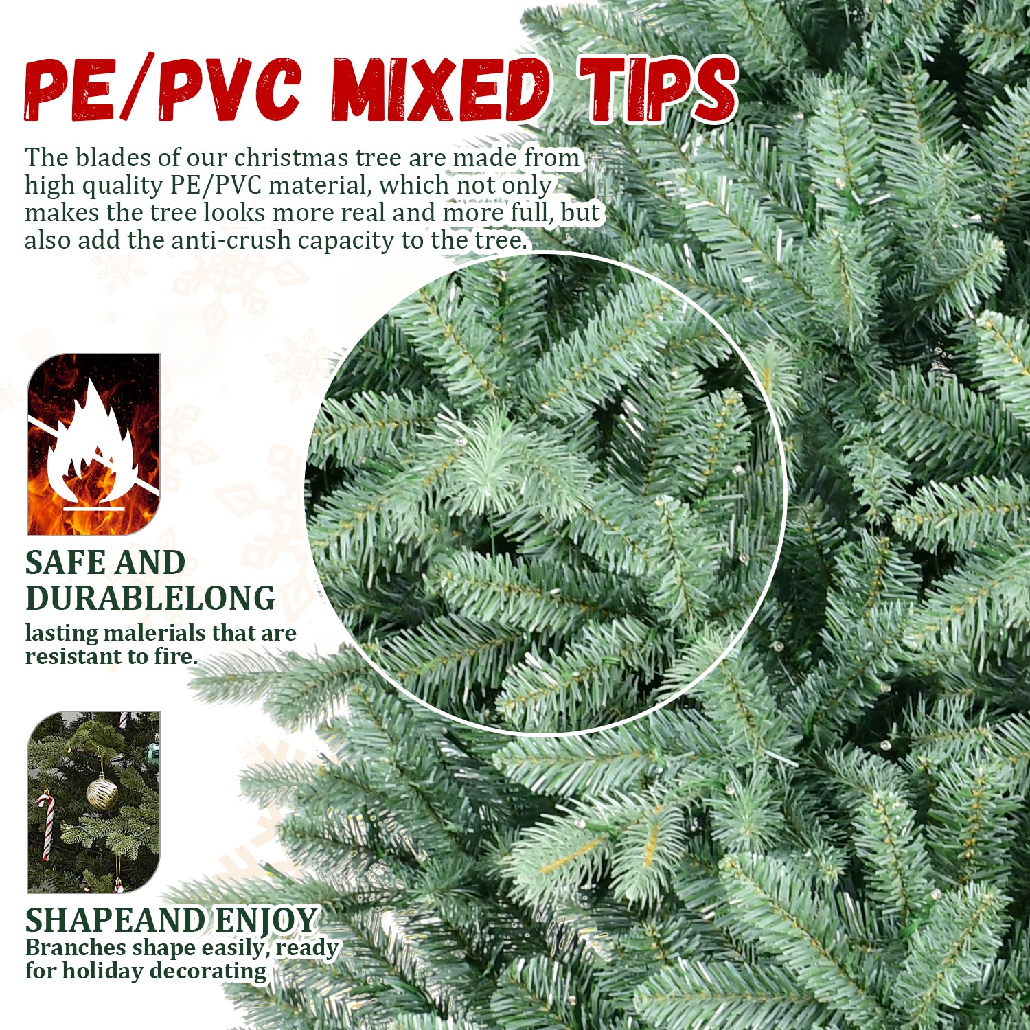 Boyel Living 7 ft. Blue Green Christmas Tree with 2518 Tips PE PVC ...