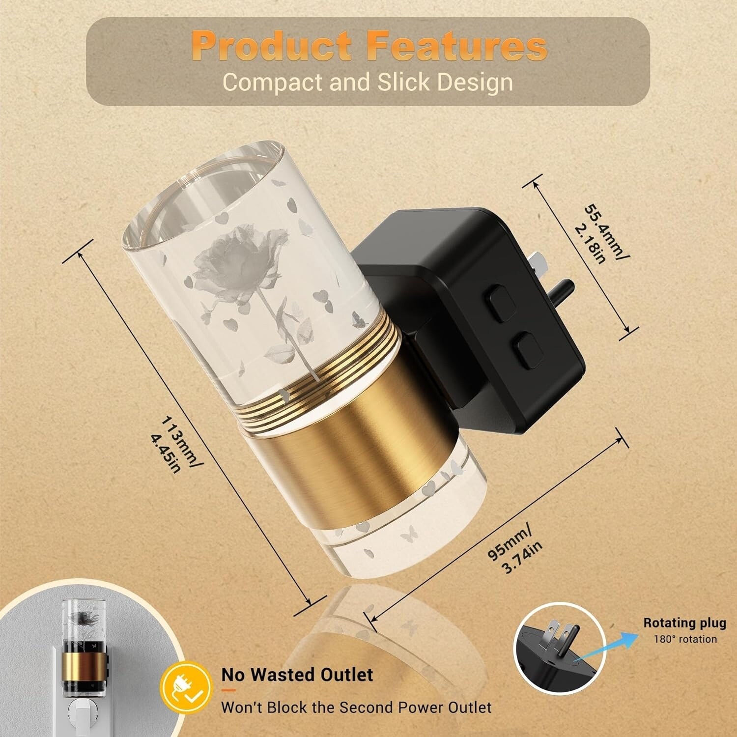 DORESshop Rose Carved Night Light for Girls Plug into Wall 3000K RGB 10 ...