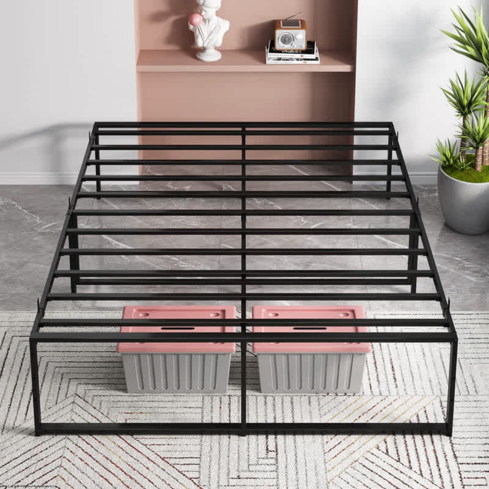 Garvee Queen Iron Platform Bed Frame Metal Bed Frame 13 Inch with 3 in ...