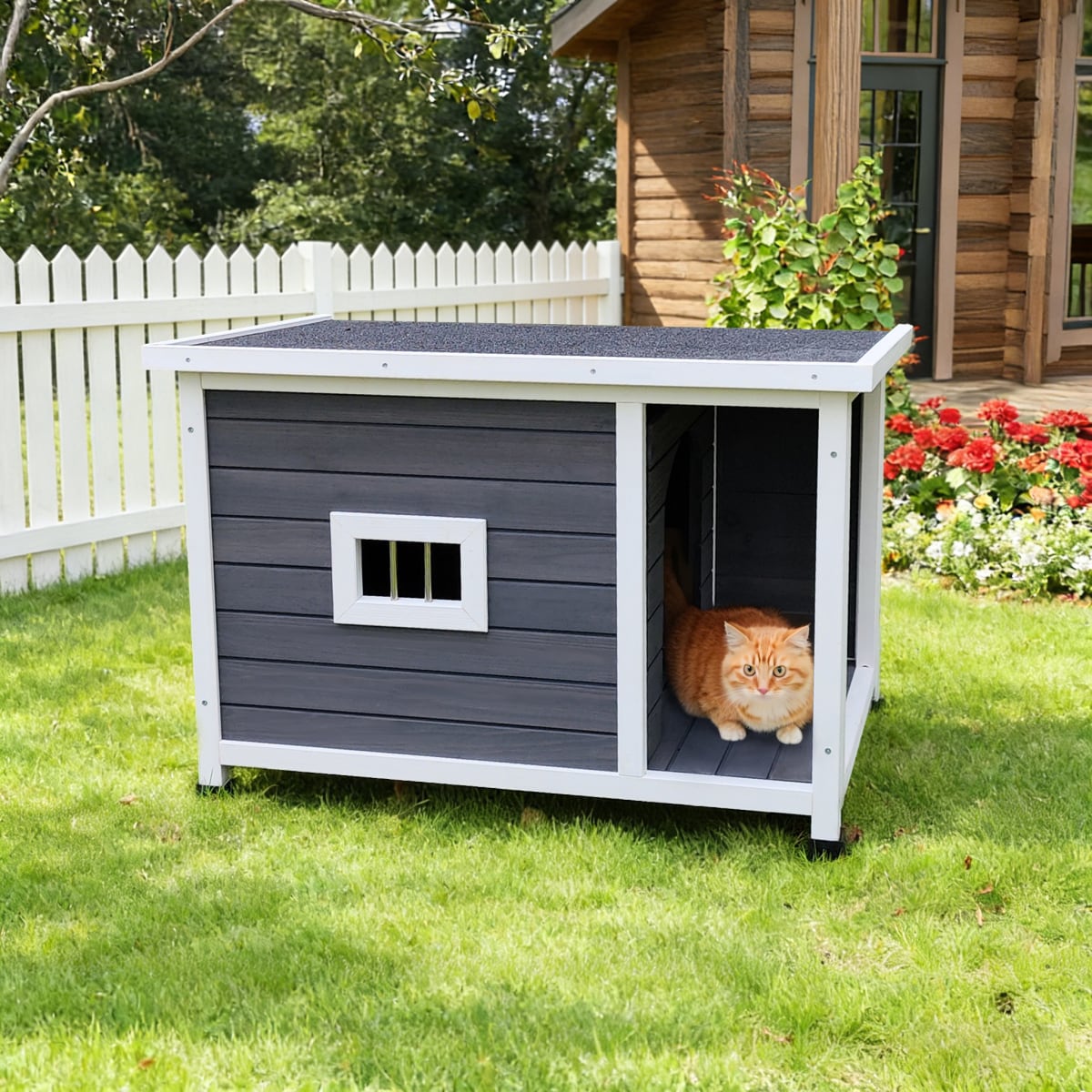 Streamdale Furniture Streamdale Outdoor Gray Cat House with Waterproof ...