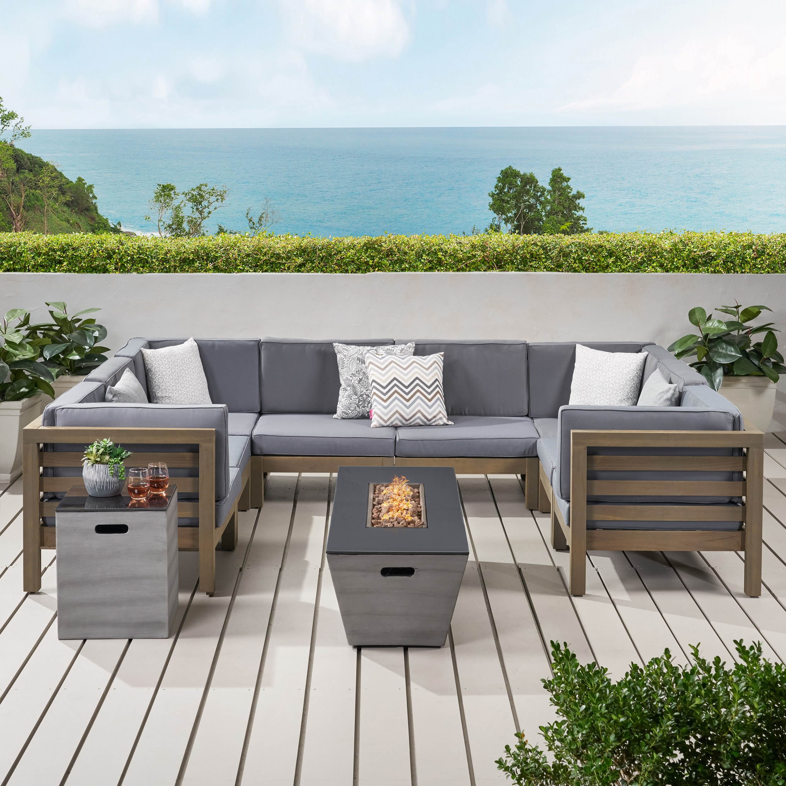 Christopher Knight Home Lono Outdoor Modern 8 Seater Acacia Wood ...