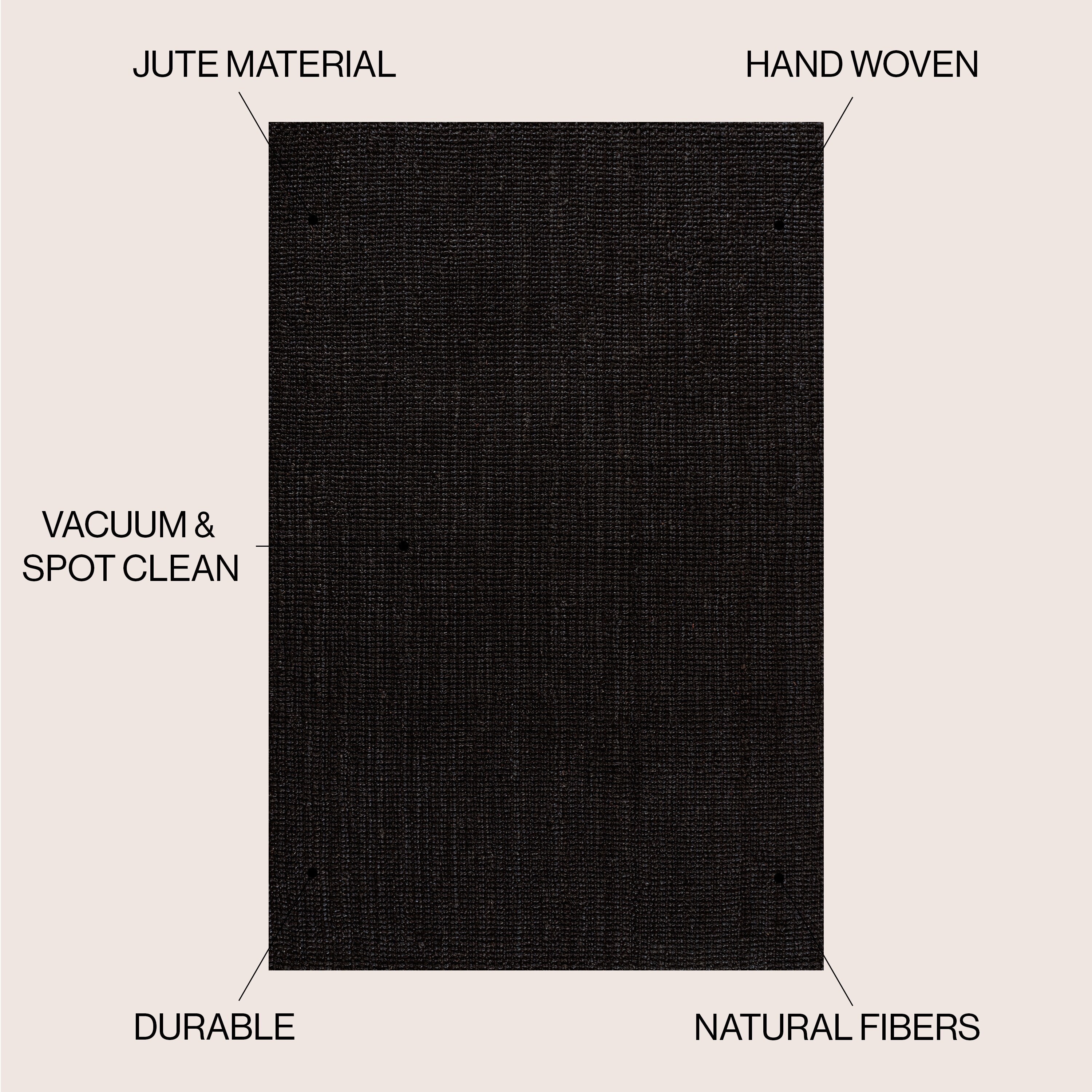 JONATHAN Y Natural Fiber Pata Hand 2 X 8 (ft) Woven Jute Black Indoor ...