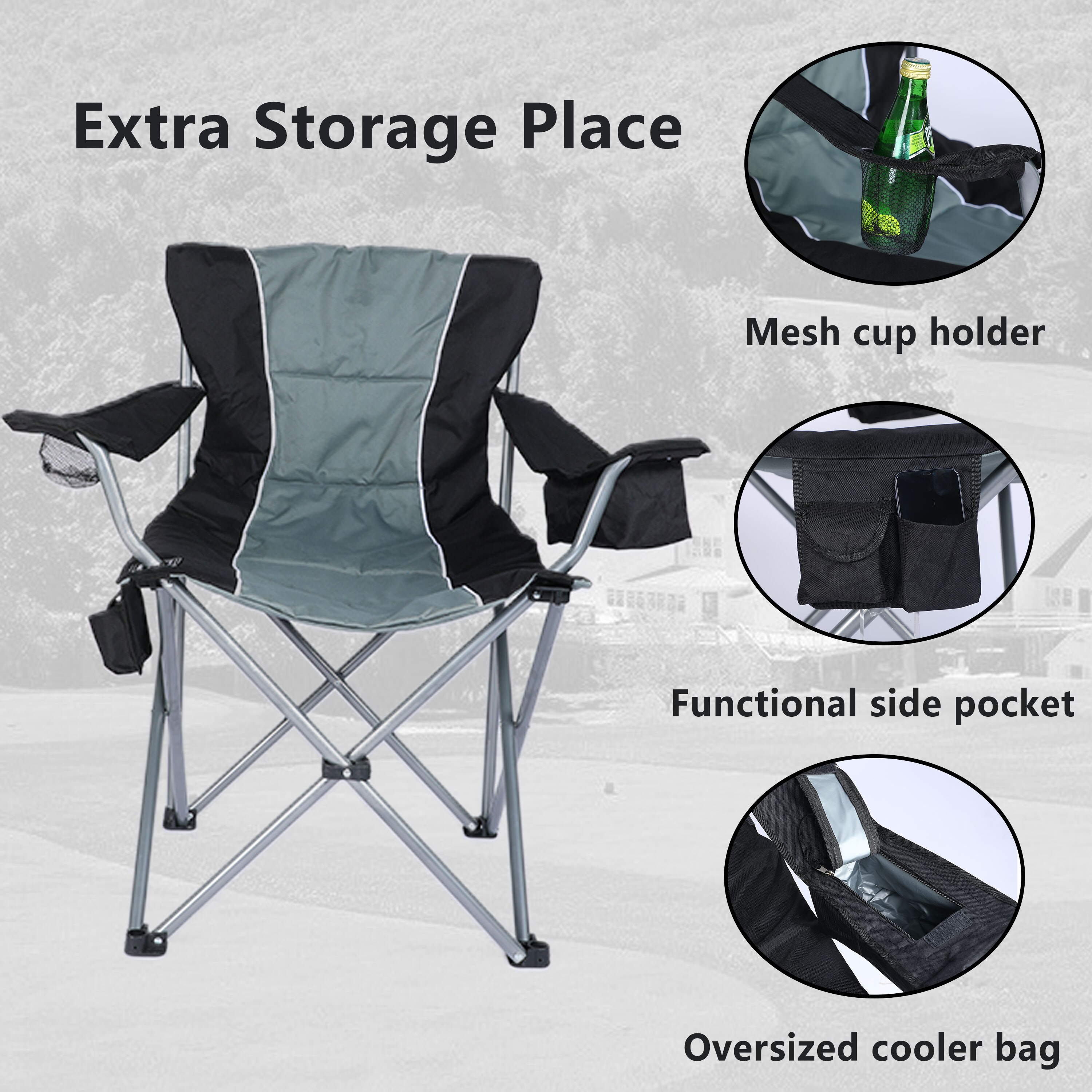 LIVIZA Polyester Gray Folding Camping Chair GIG-CC68183GR at Lowes.com