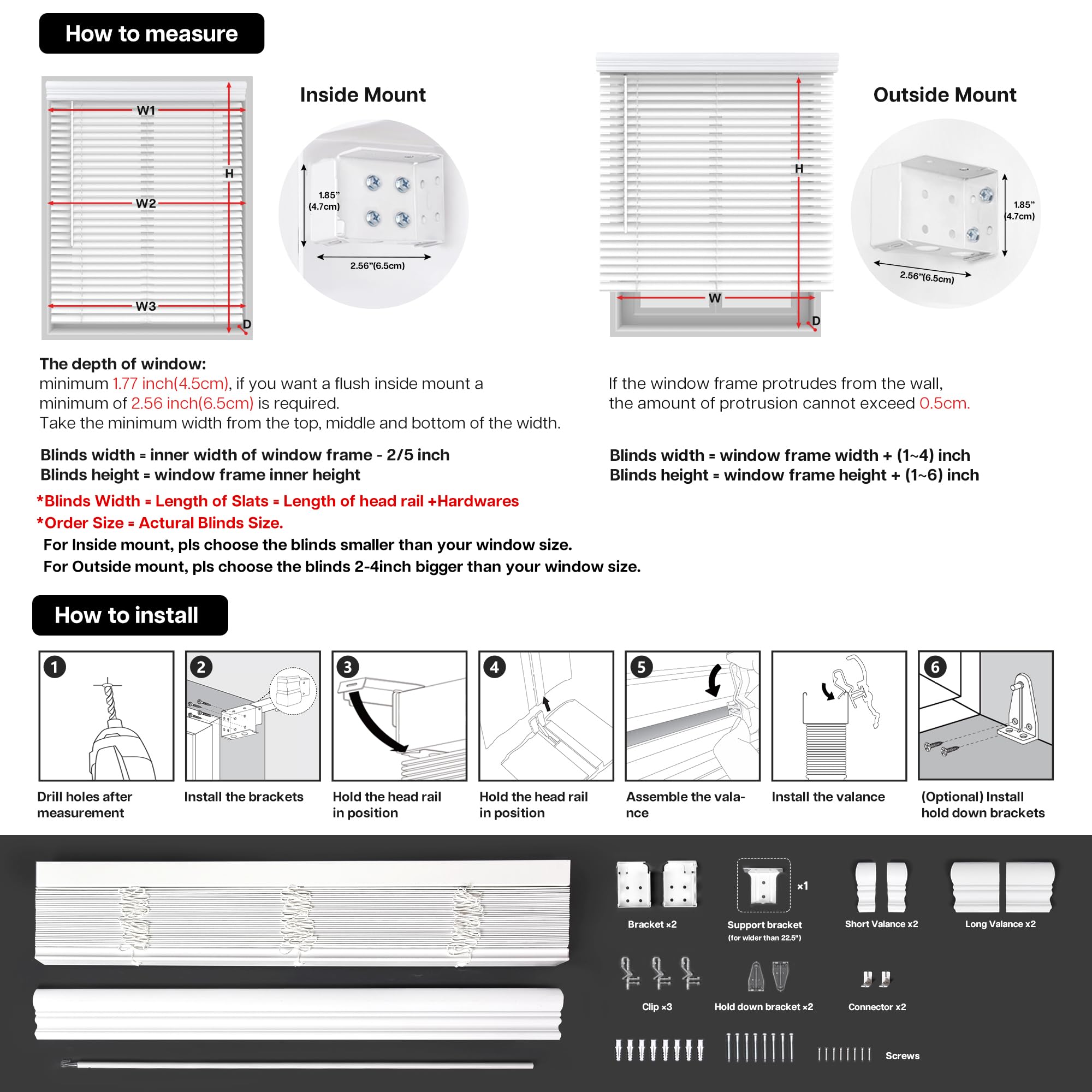 Etokfoks 2 Inch Faux Wood Blinds with Crown Valance Cordless Window ...