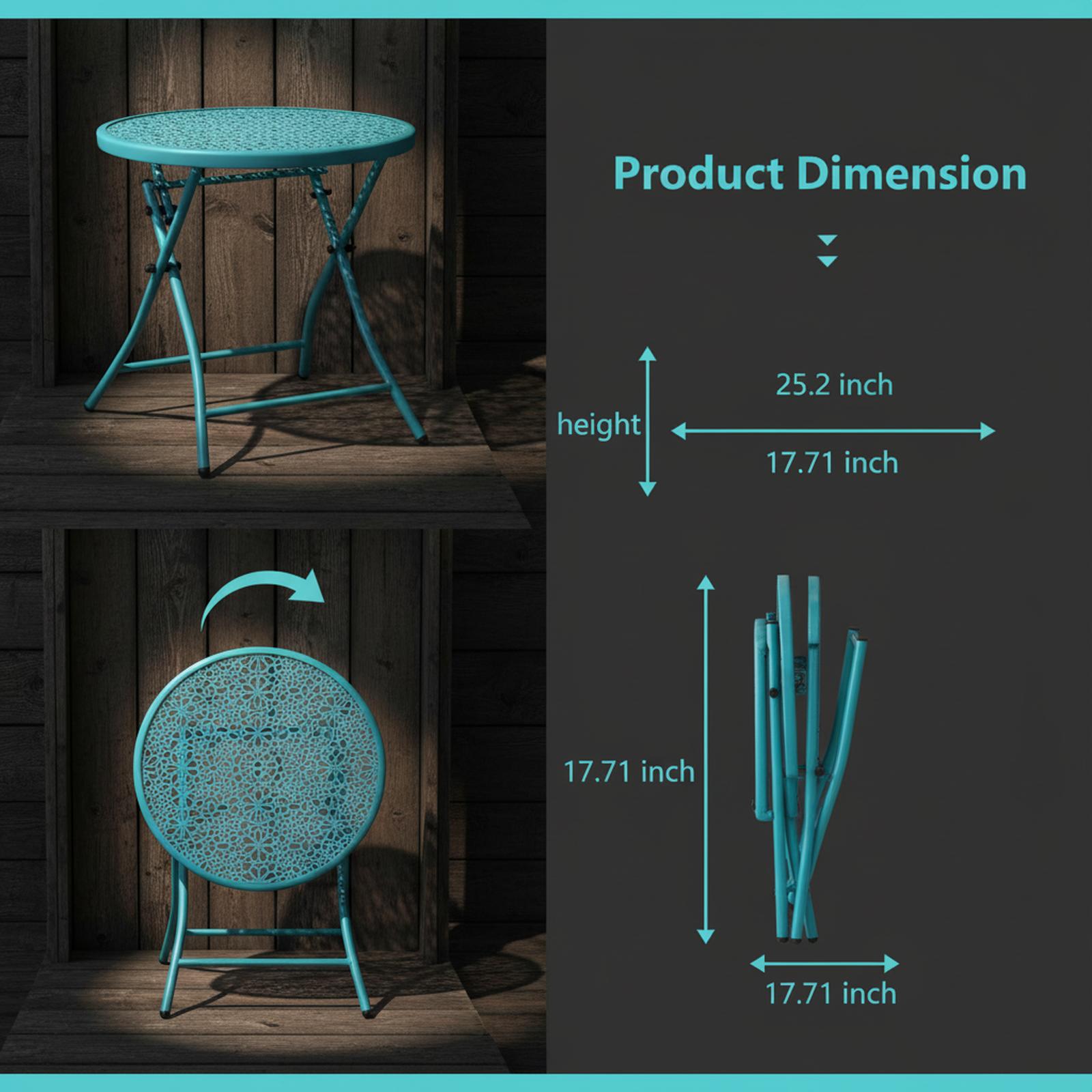 Baginizer Folding Outdoor Side Table Anti Rust Metal Round With Flower ...