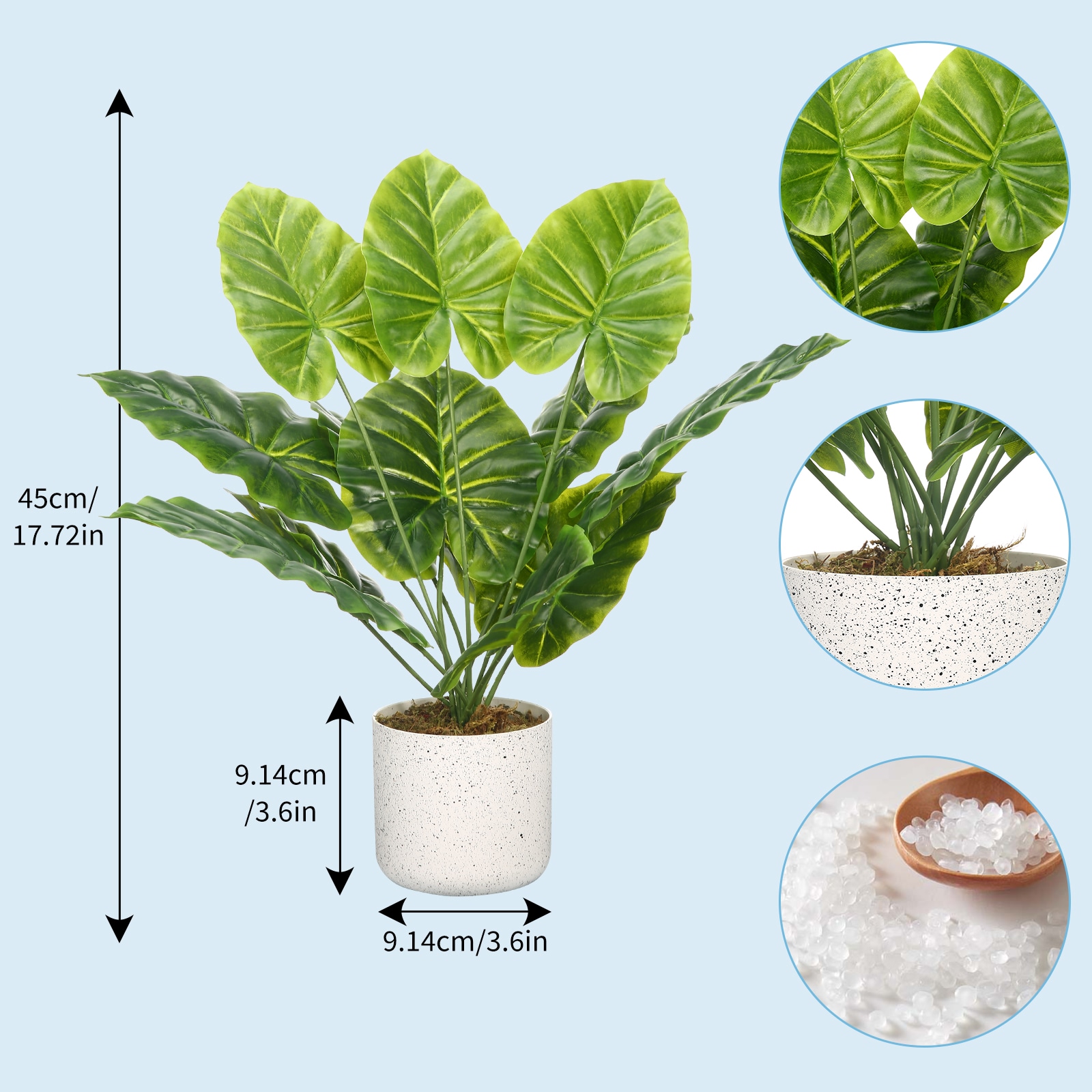 Aoile Set of 2 17.7in Lifelike Artificial Mini Alocasia Plant in Pot ...