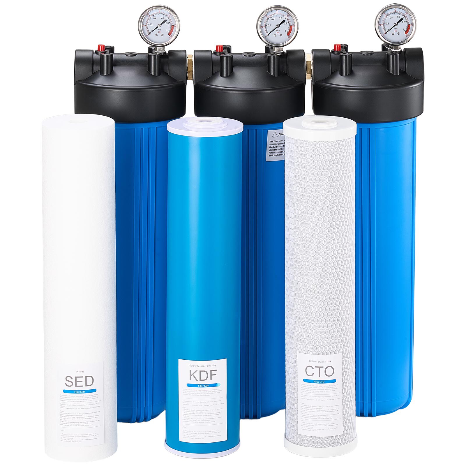 VEVOR Whole House Water Filter System 3 Stage Sediment KDF CTO 4.5in x ...