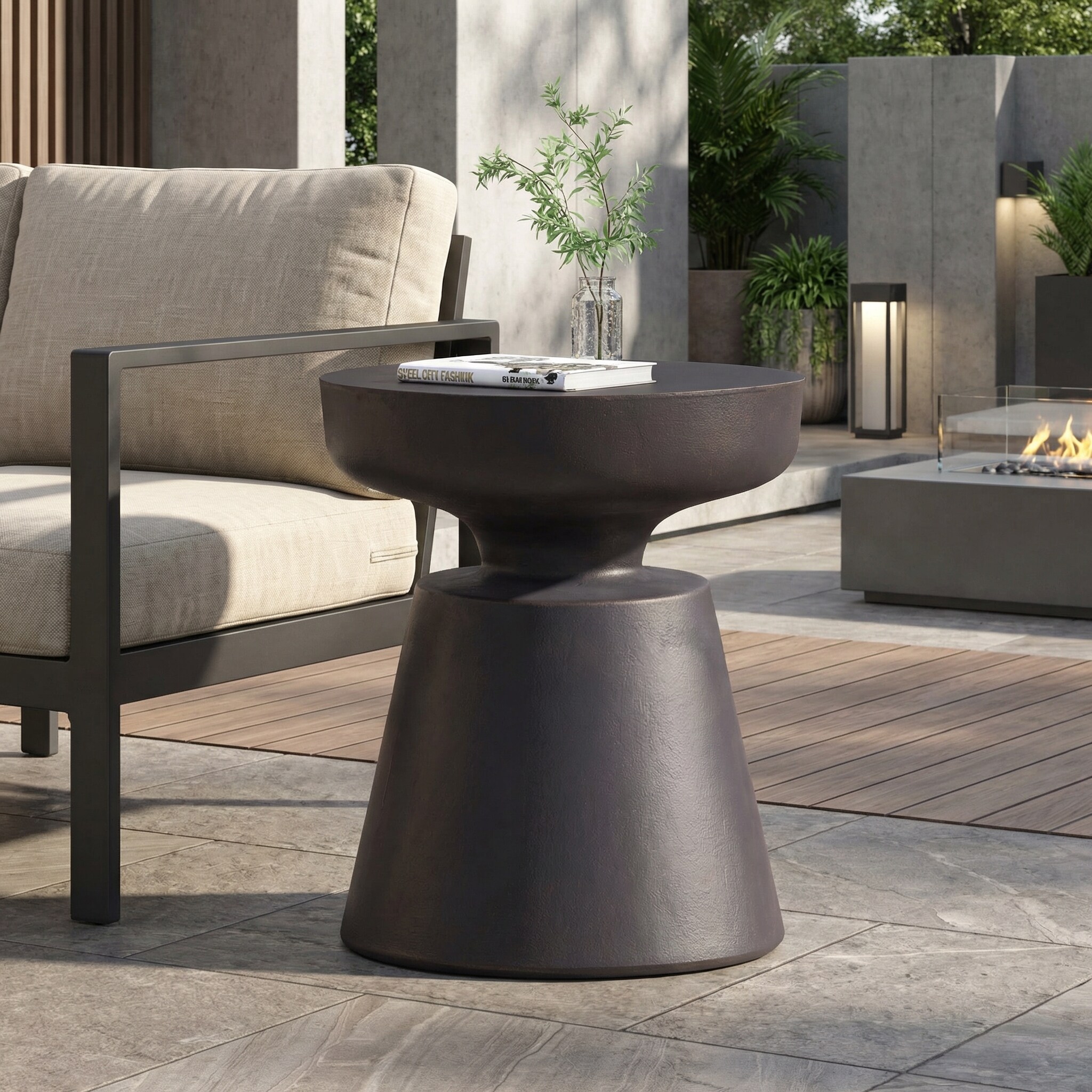 Blisstyle Outdoor Lightweight Concrete Side Table Copper End Table ...