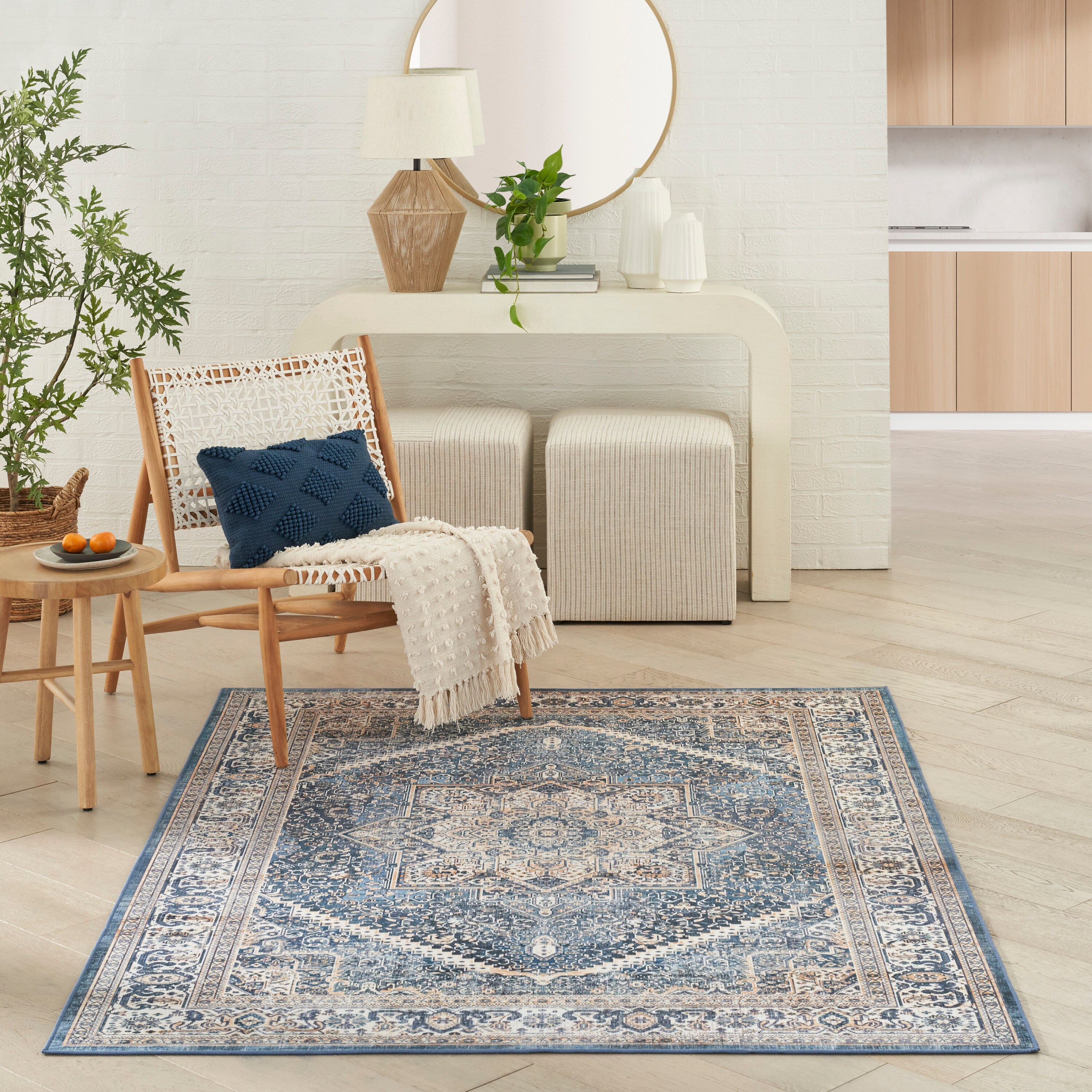 Nourison Home Vintage Home 5 X 7 (ft) Blue Indoor Medallion Persian ...