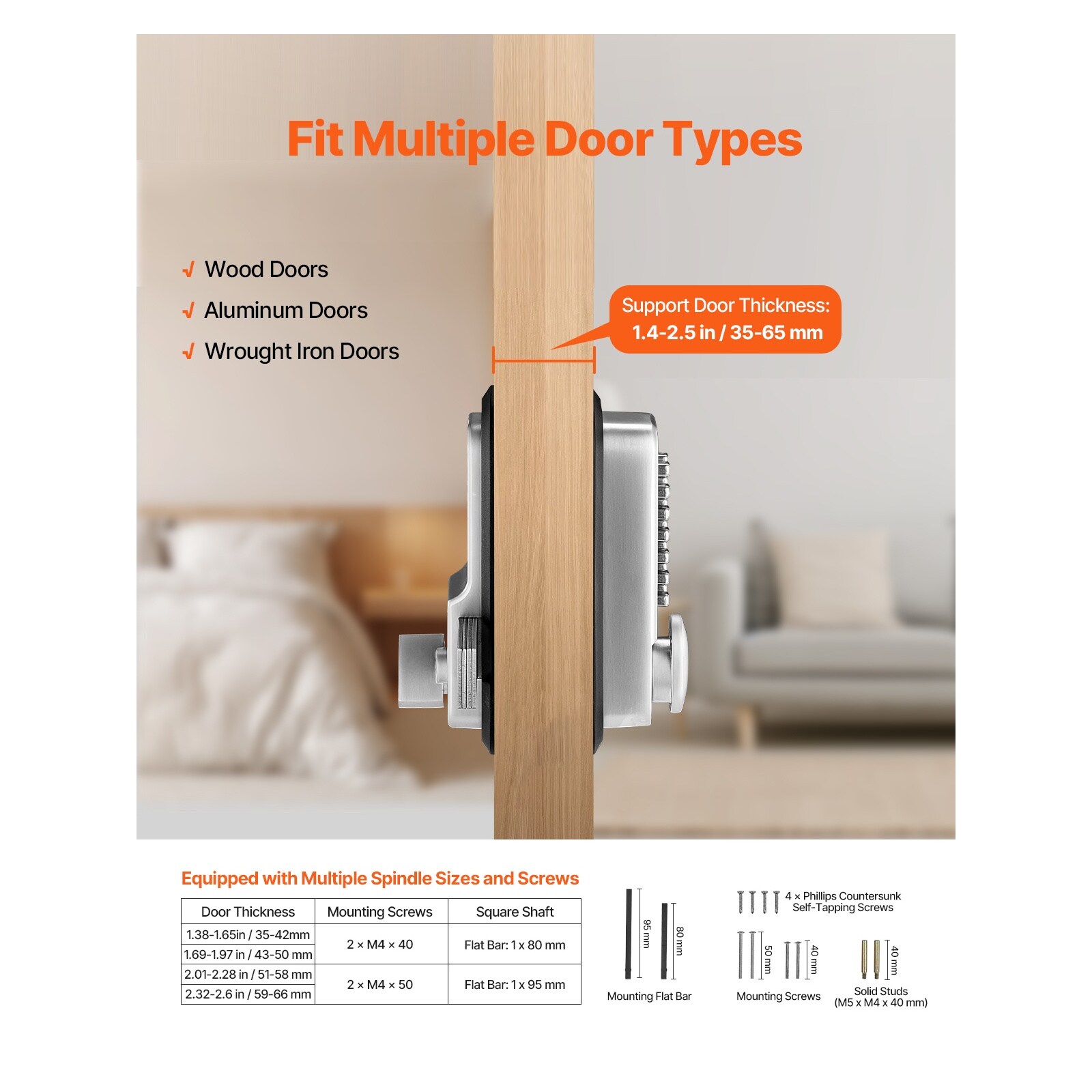 Mecale 14-Key Mechanical Keyless Door Lock Surface Mount Zinc Alloy ...