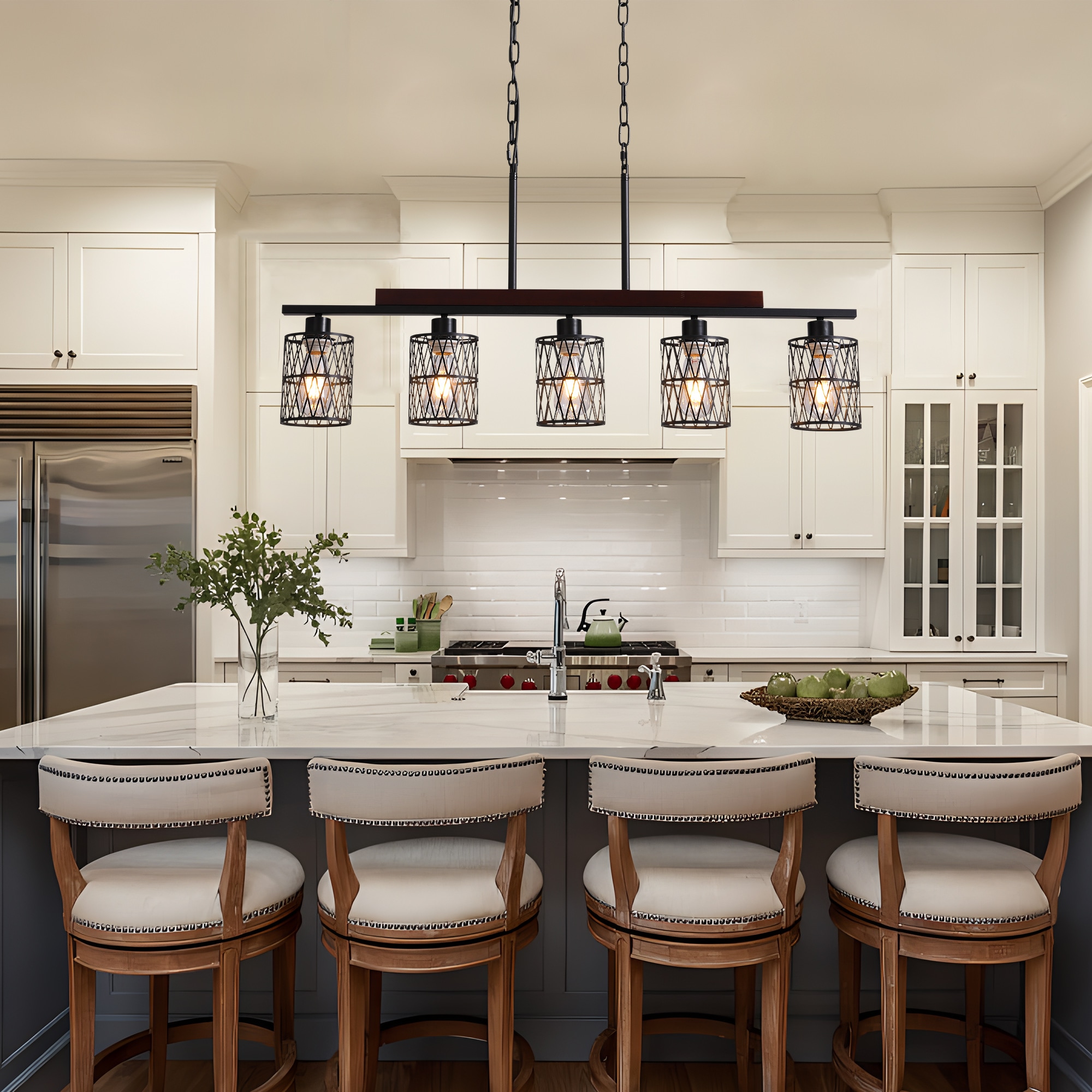 Antoine Modern Linear Dining Room 5-Light Matte Black Modern ...