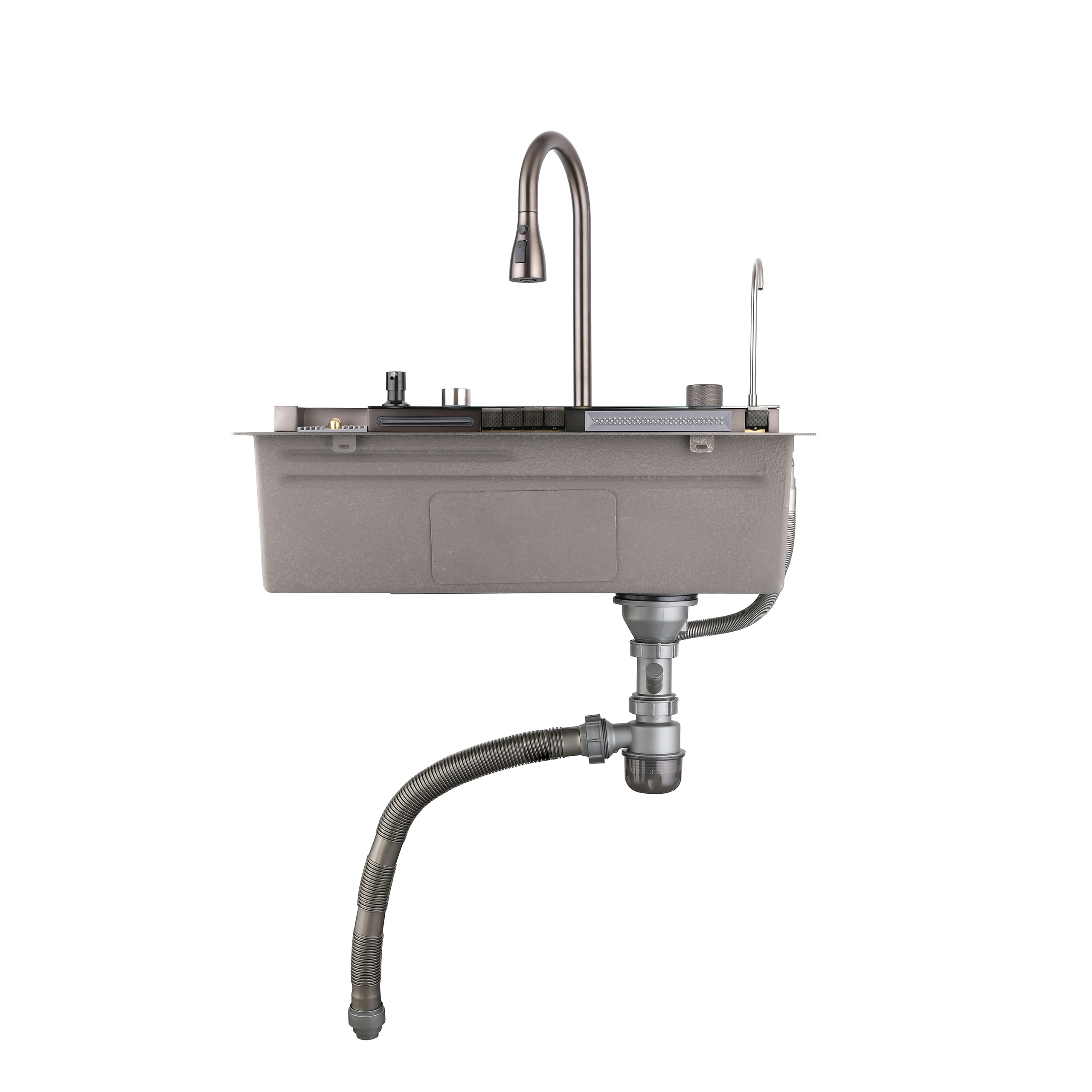 Vanityfus Kitchen Sink Single Bowl Smart Control Sink S/S Dish Sink ...