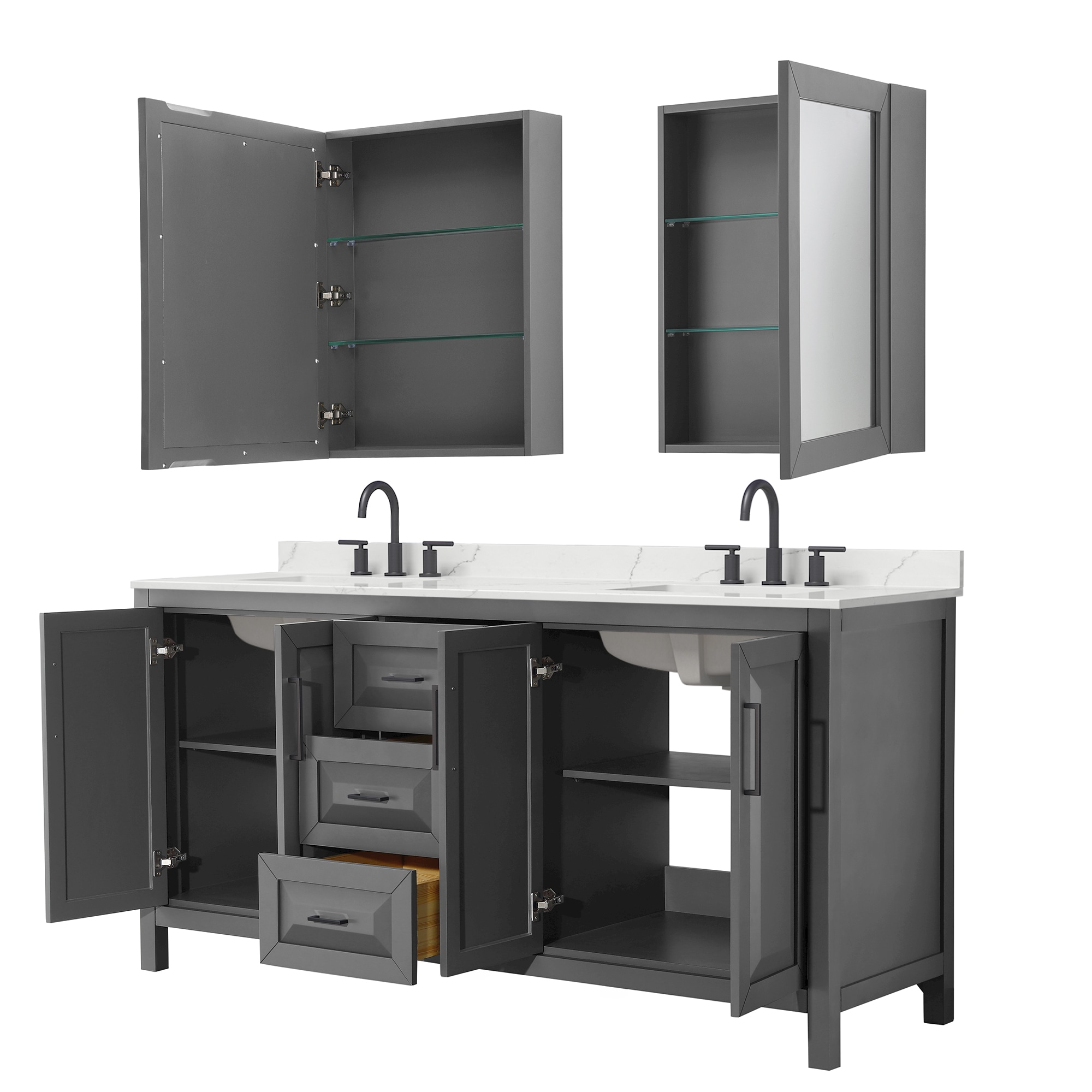 Wyndham Collection Daria 72-in Dark Gray with Matte Black Trim ...