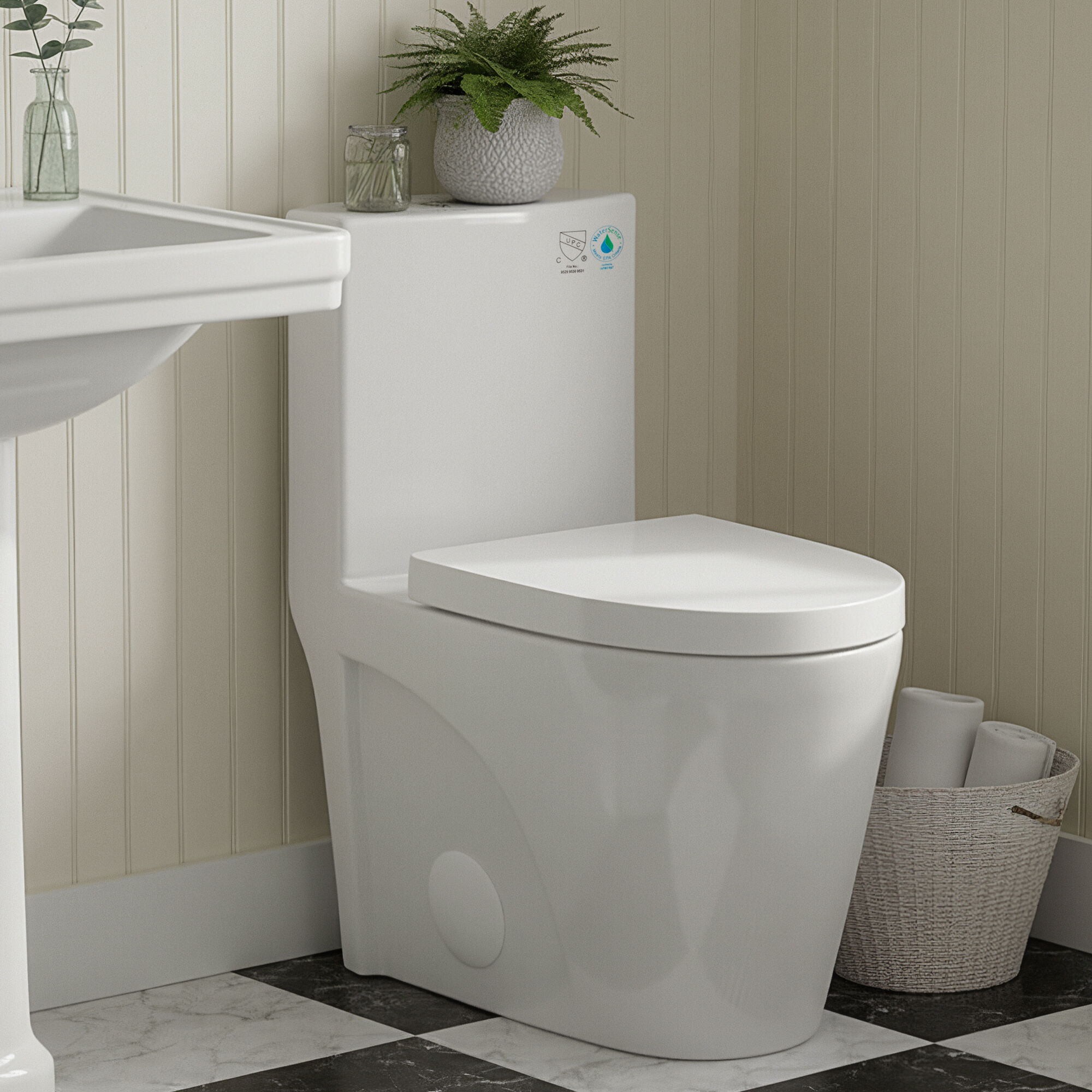 JEAREY Dual Flush Elongated One Piece Toilet with 12 Inch Rough In ...