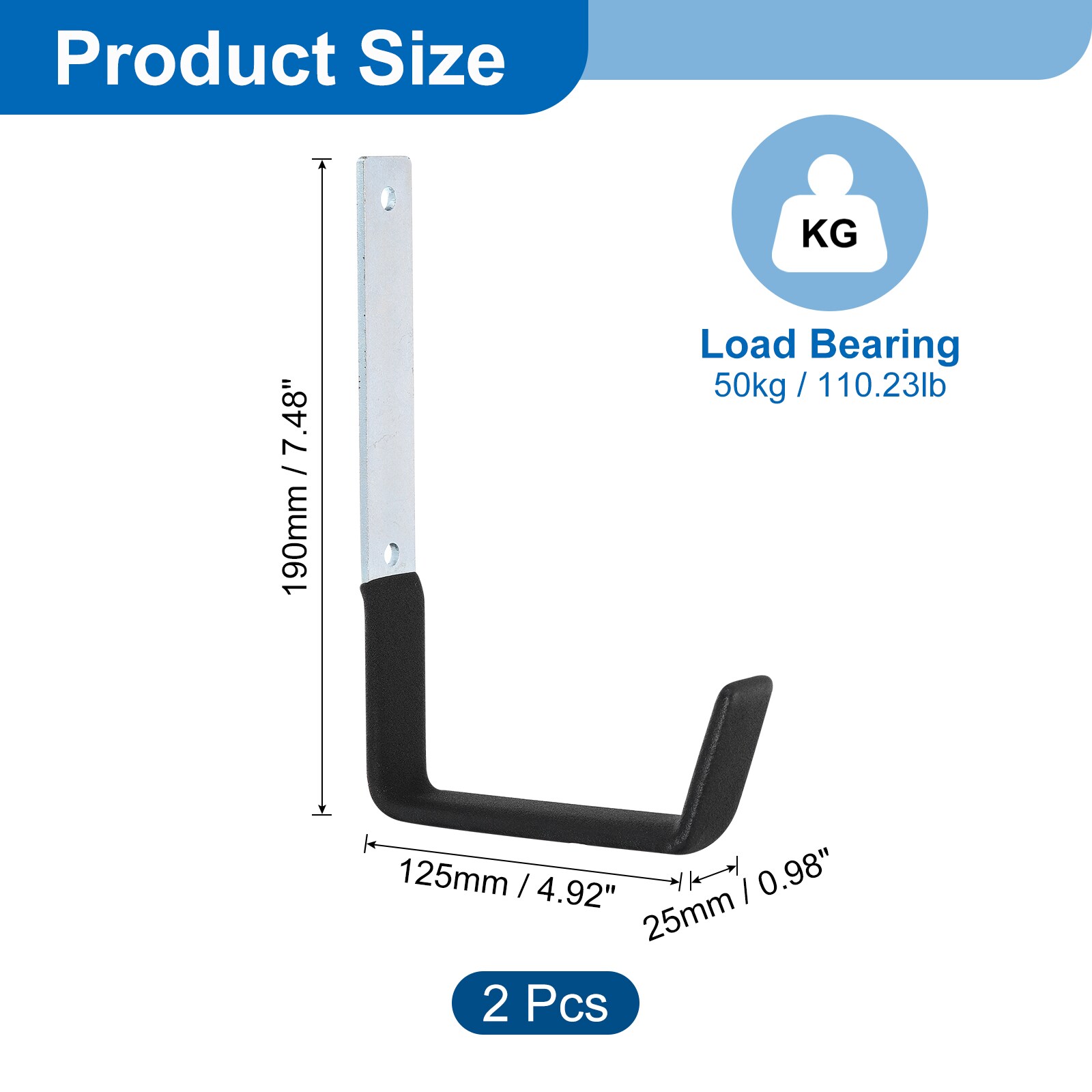 Unique Bargains 2 pcs 7.48x4.92 Garage Hanging Hooks Heavy Duty Utility ...
