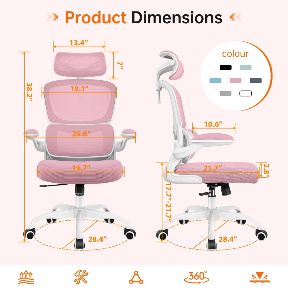 KERDOM High Back Ergonomic Office Chair Breathable Mesh Desk Chair with ...