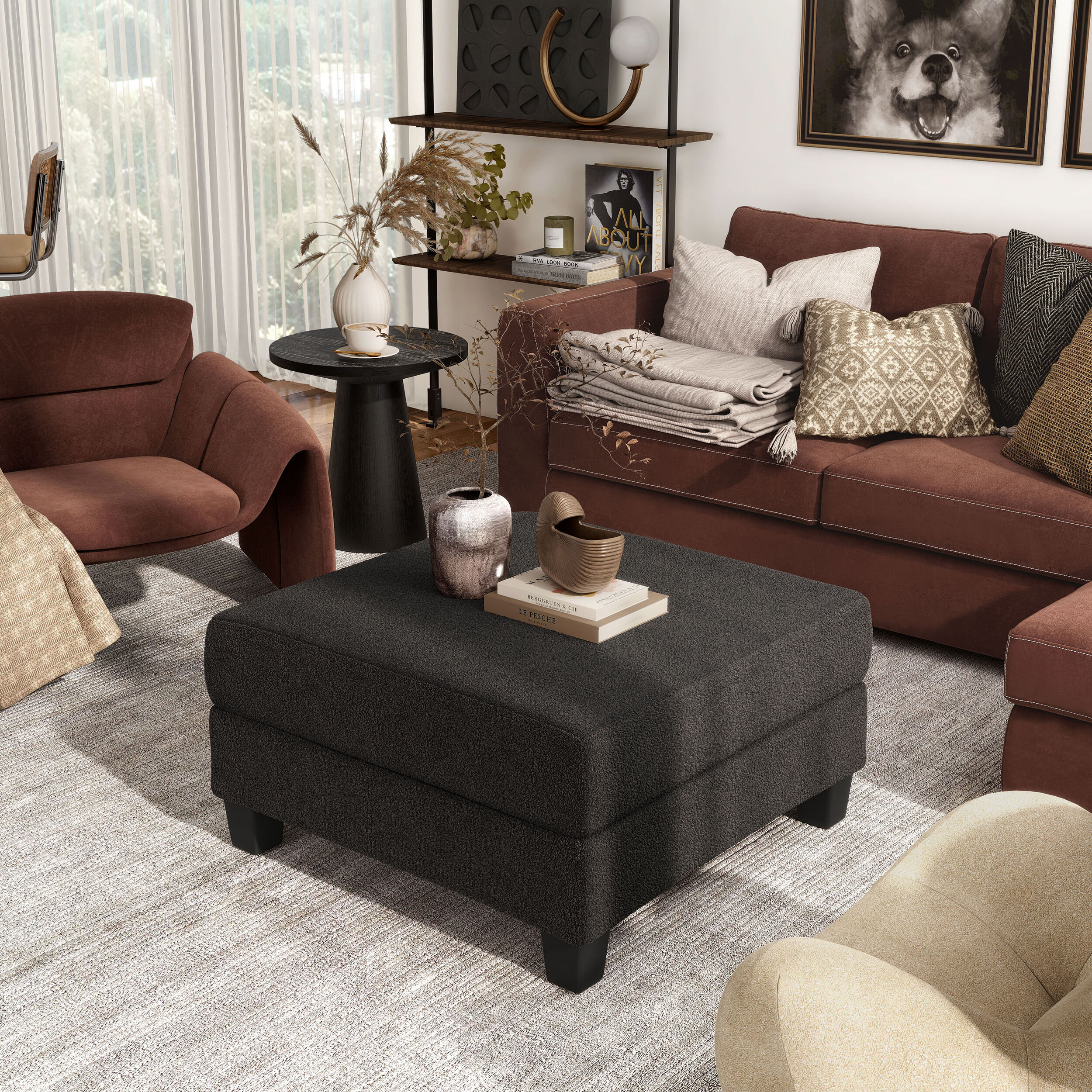 Furniture of America Colby Glam Dark Gray Storage Ottoman in the ...