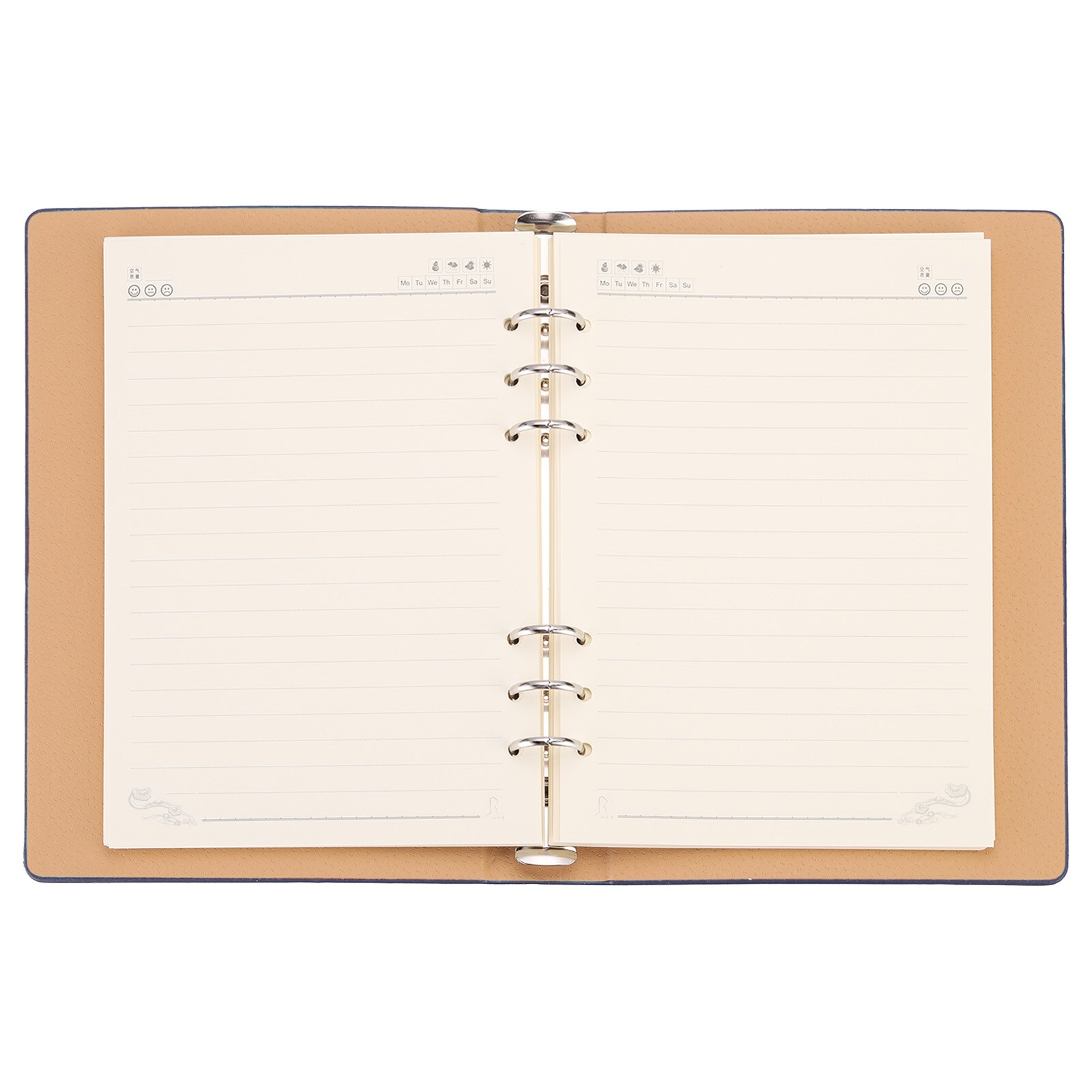 PATIKIL 6 Ring Binder Cover A5 9.3x6.5 Inch Leather Notebook Binder ...
