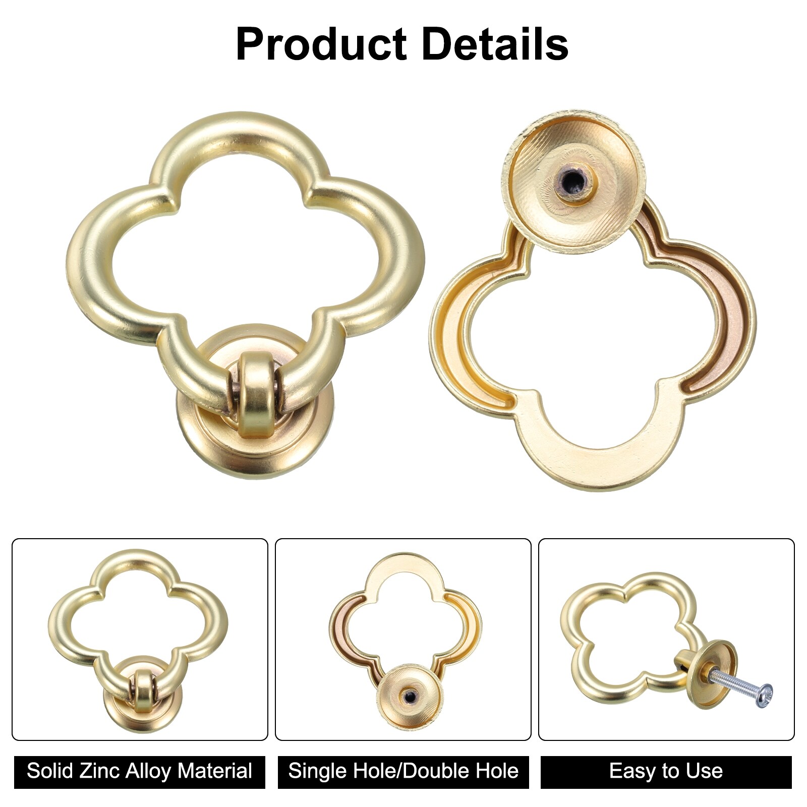 Unique Bargains 8 Sets Flower Ring Drawer Pulls Ring Pulls Dresser ...