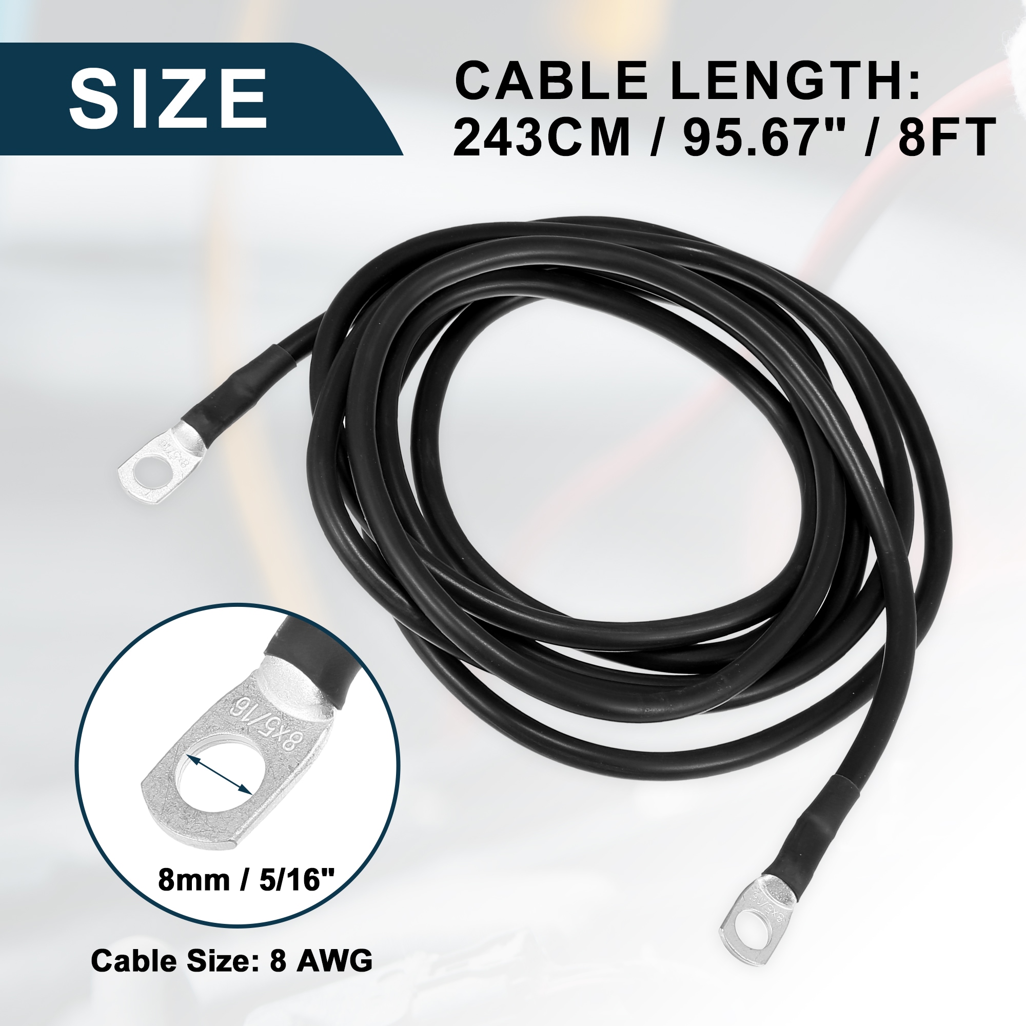 Unique Bargains Car Marine Battery Inverter Cable 8AWG 5/16inch 8ft ...