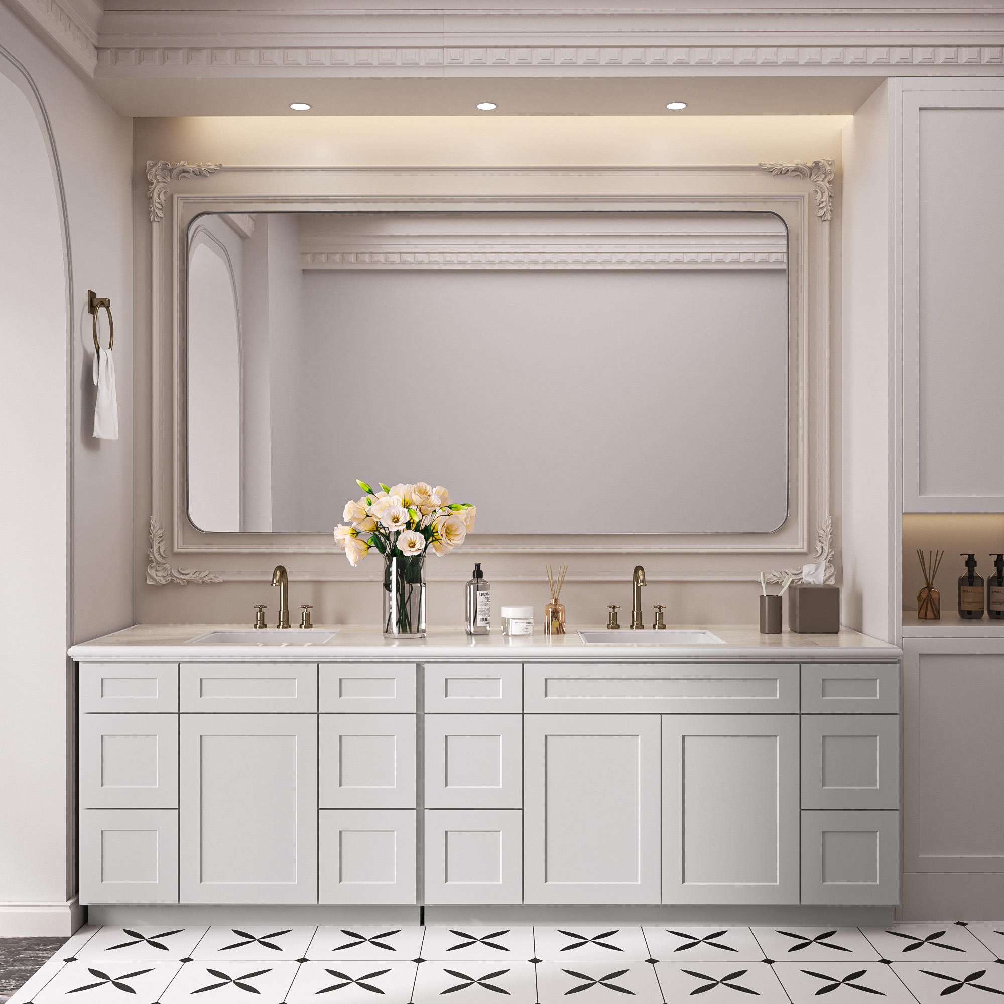 LOVMOR 60 in. W x 21 in. D x 34.5 in. H Bathroom Vanity Base Cabinet ...