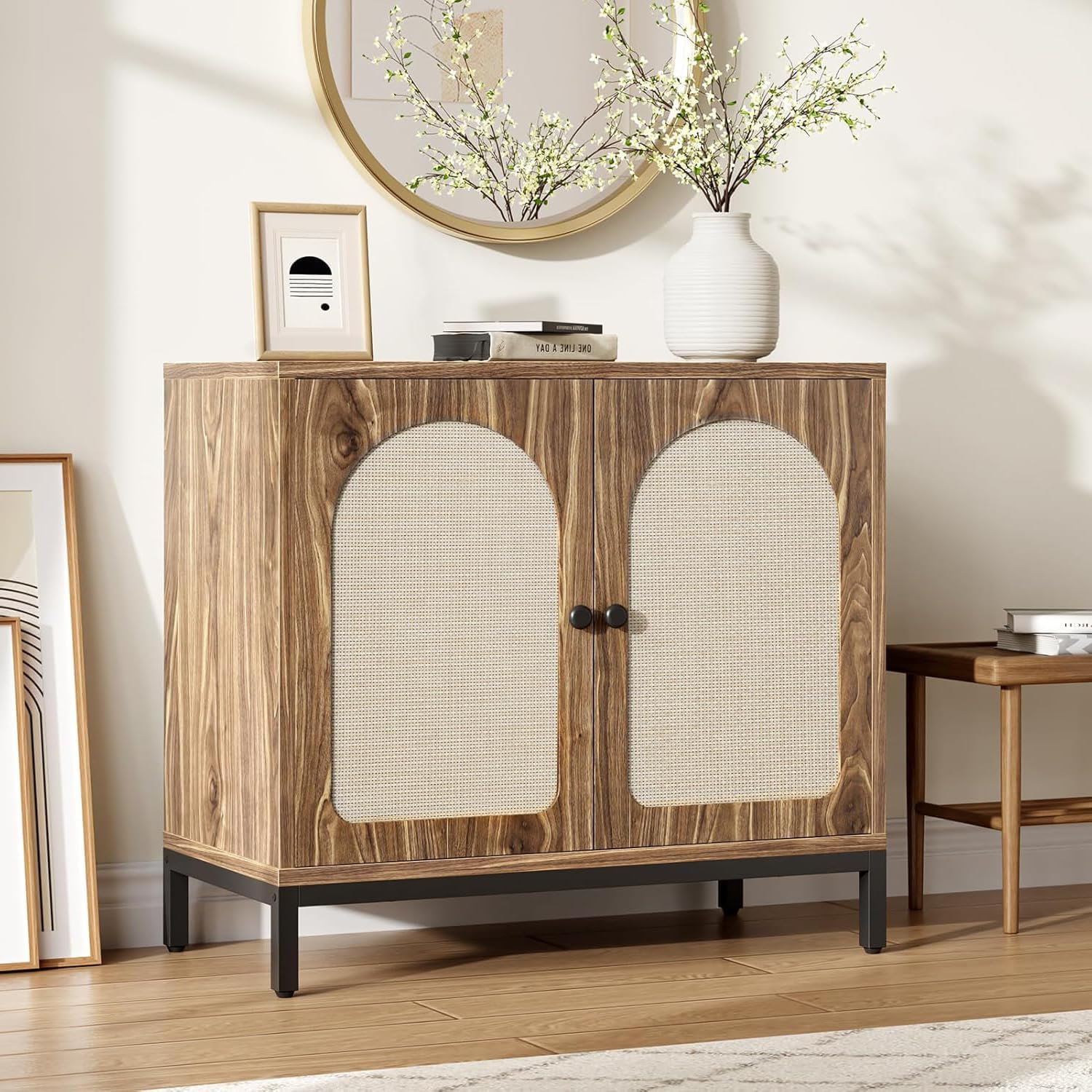 IdealHouse Rattan Sideboard Buffet Cabinet Entryway Table Accent ...
