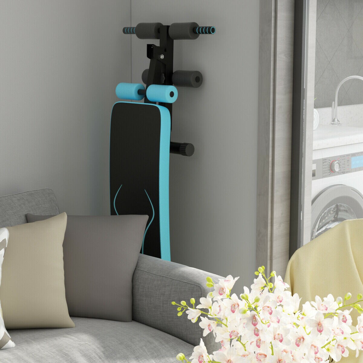 Slickblue Adjustable Home Grade Floor-Mount Weight Bench with PU ...
