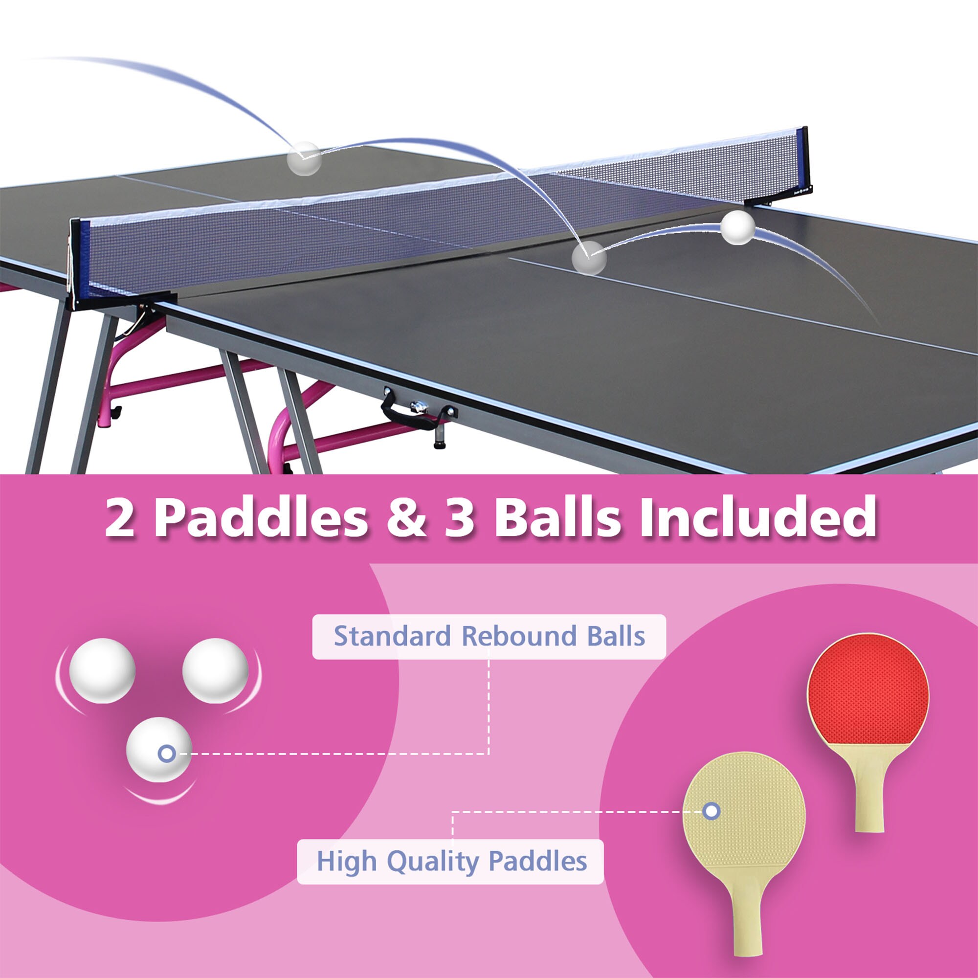 LUCKY ONE Freestanding Metal Ping Pong Game Table in Black in the Multi ...