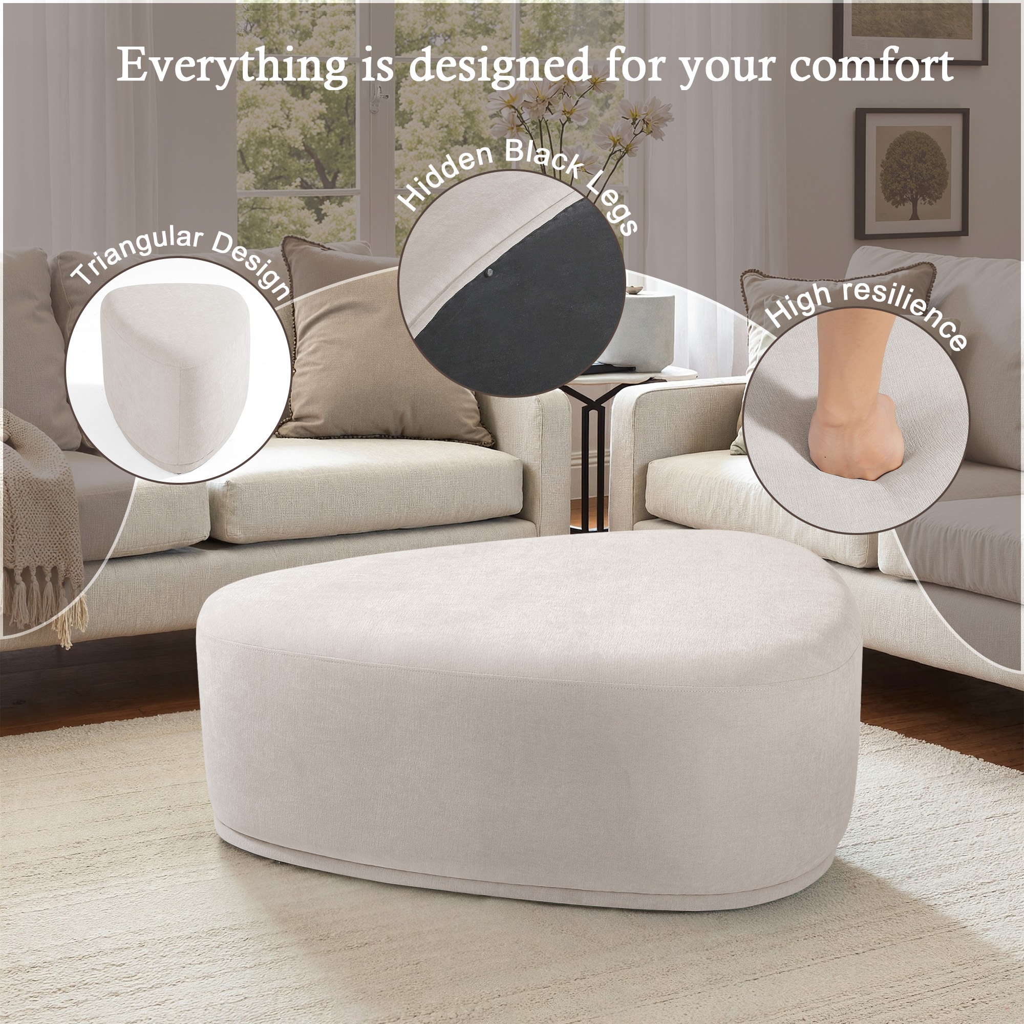 Dreamsidea Triangle Ottoman Foot Stool Coffee Table for Living Room ...