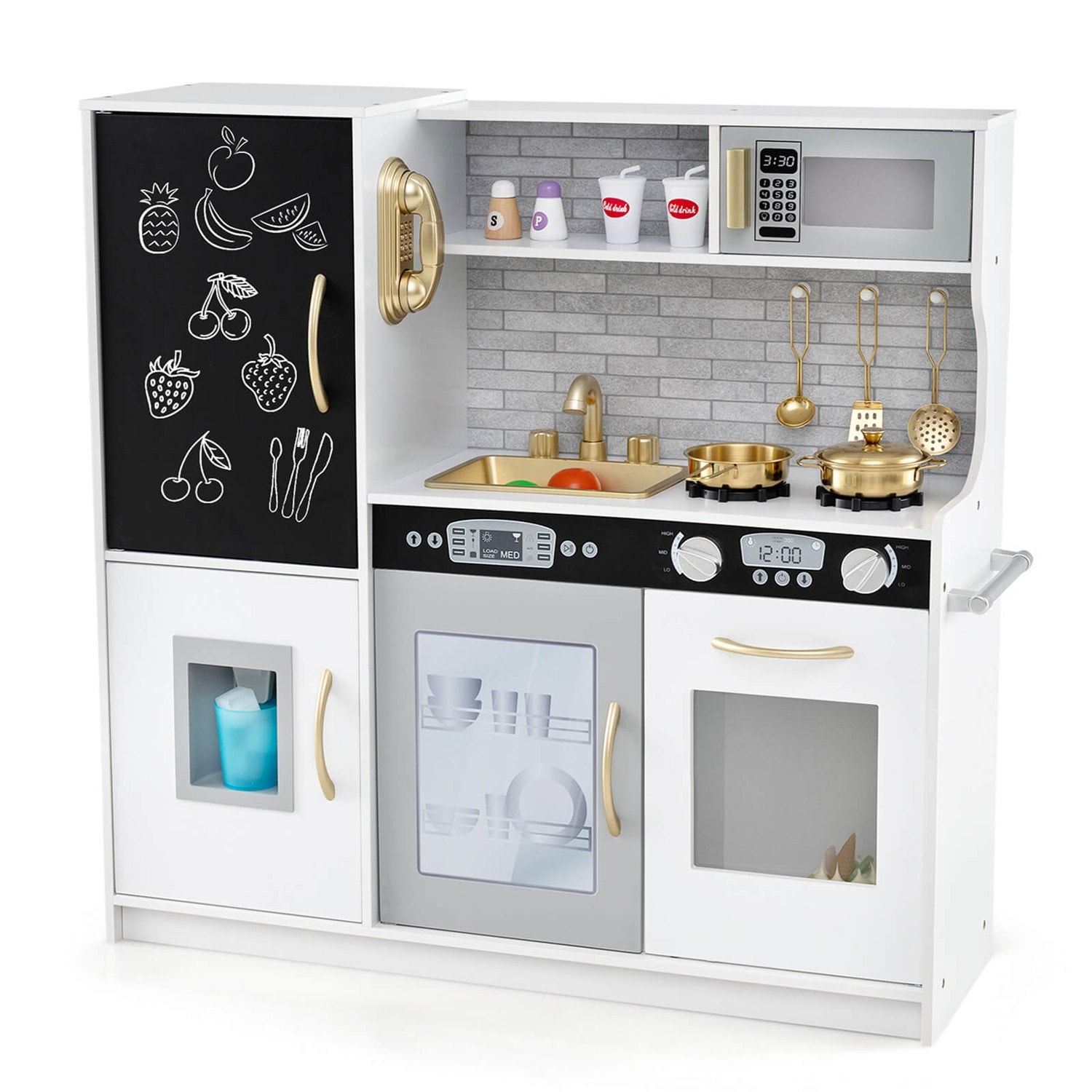 Costway Kid’s Pretend Play Kitchen Toddler Kitchen Playset with ...