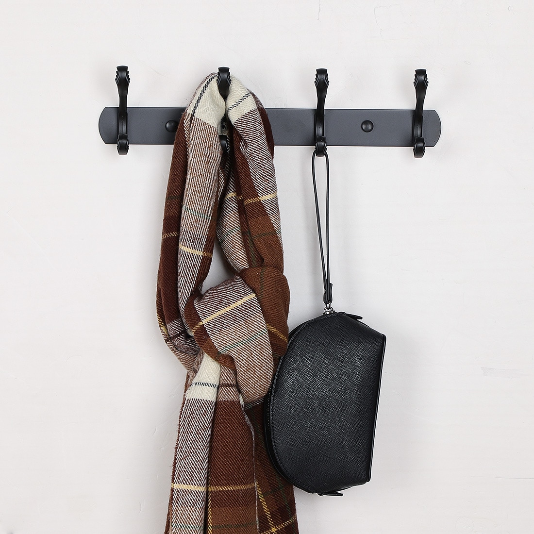 Unique Bargains Wall Mount Coat Hook Rack Hanger with 4 Retro ...