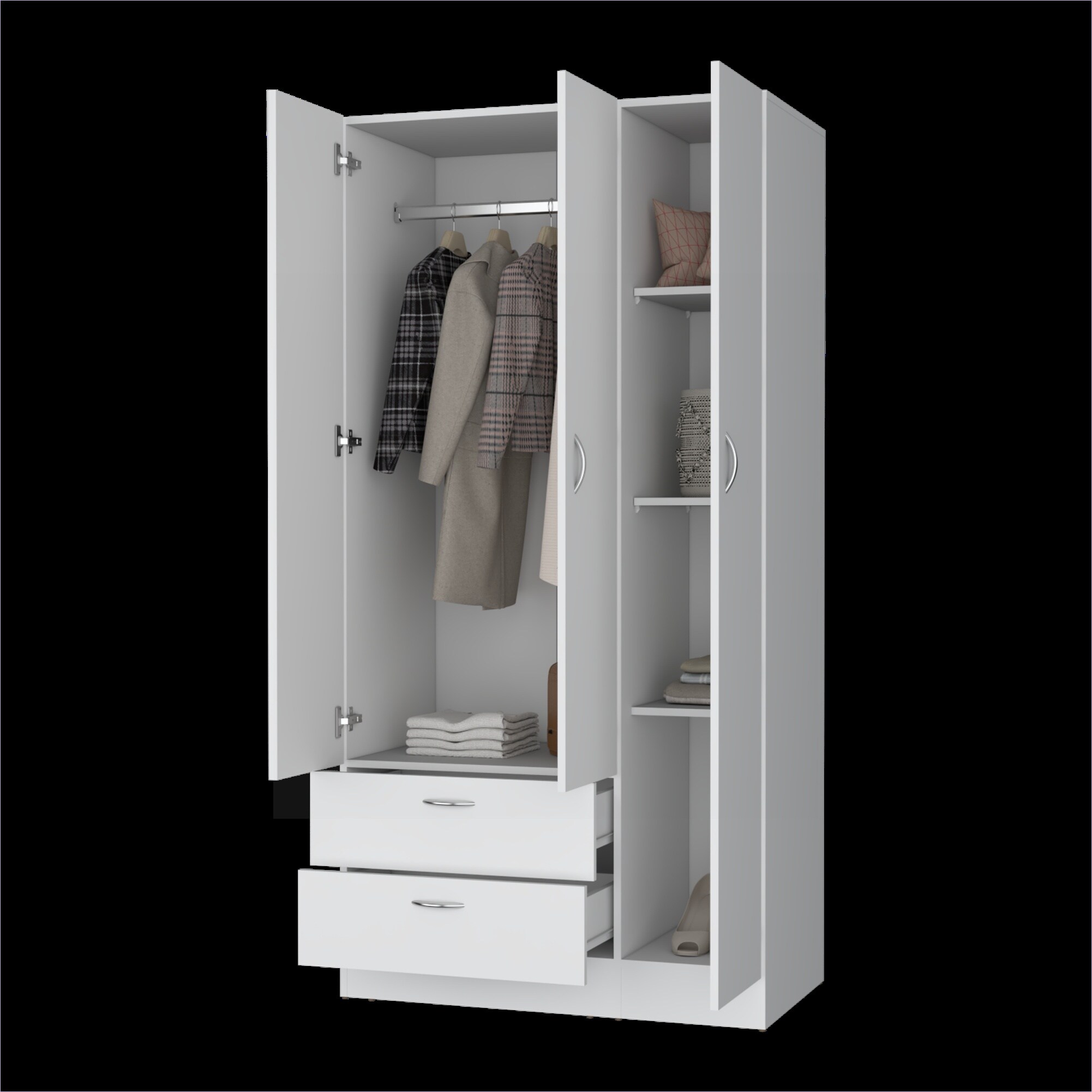 Watnature White Finish Modern Wardrobe For Bedroom Particle Board ...