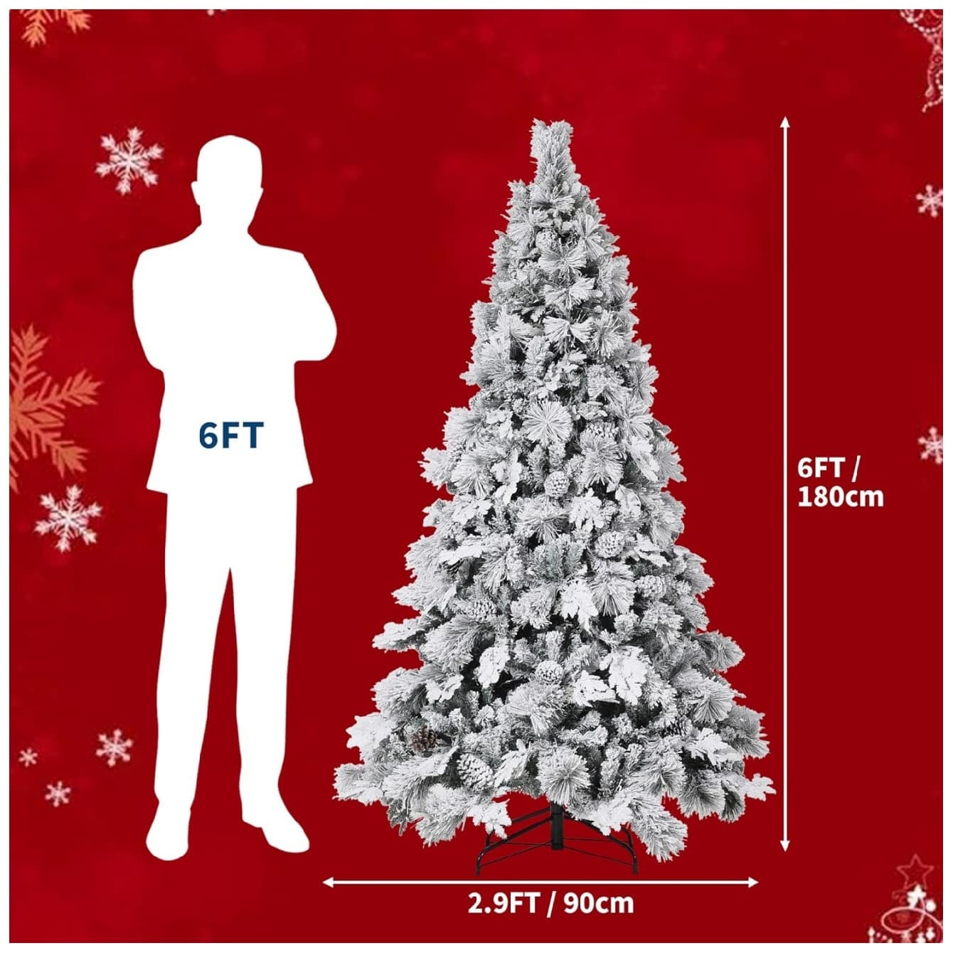 Garvee Prelit Snow Flocked Spruce Artificial Christmas Tree with ...