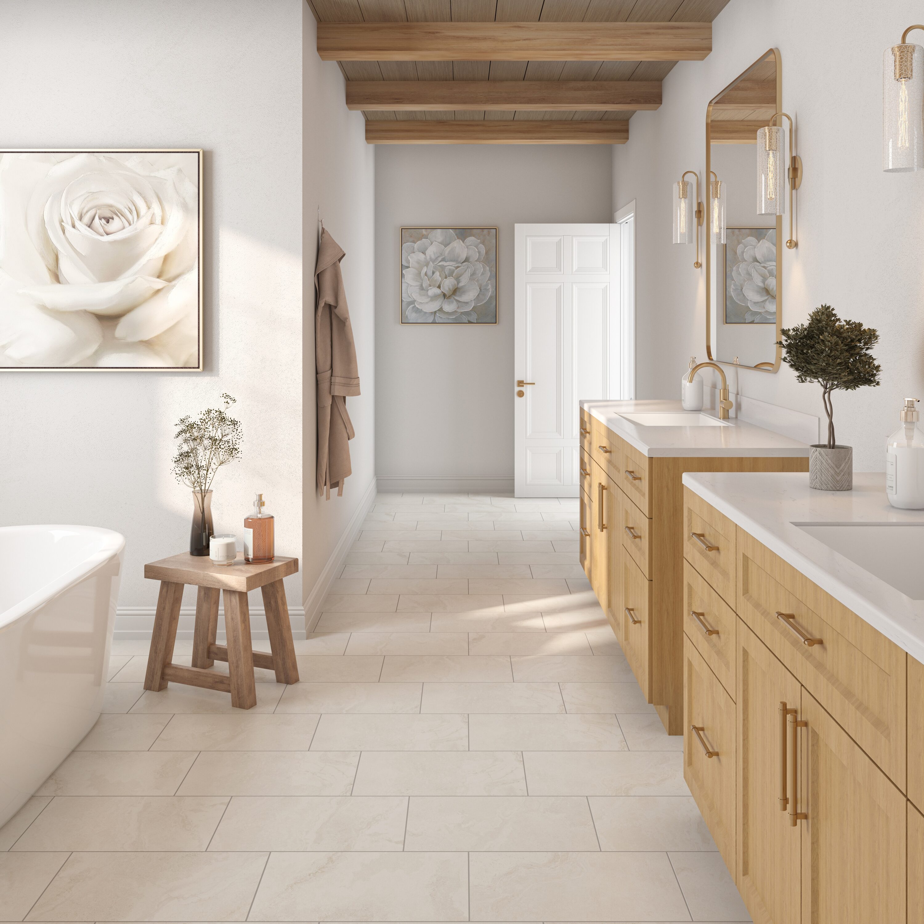 Daltile Archaia Relic White 12-in x 24-in Matte Porcelain Floor and ...