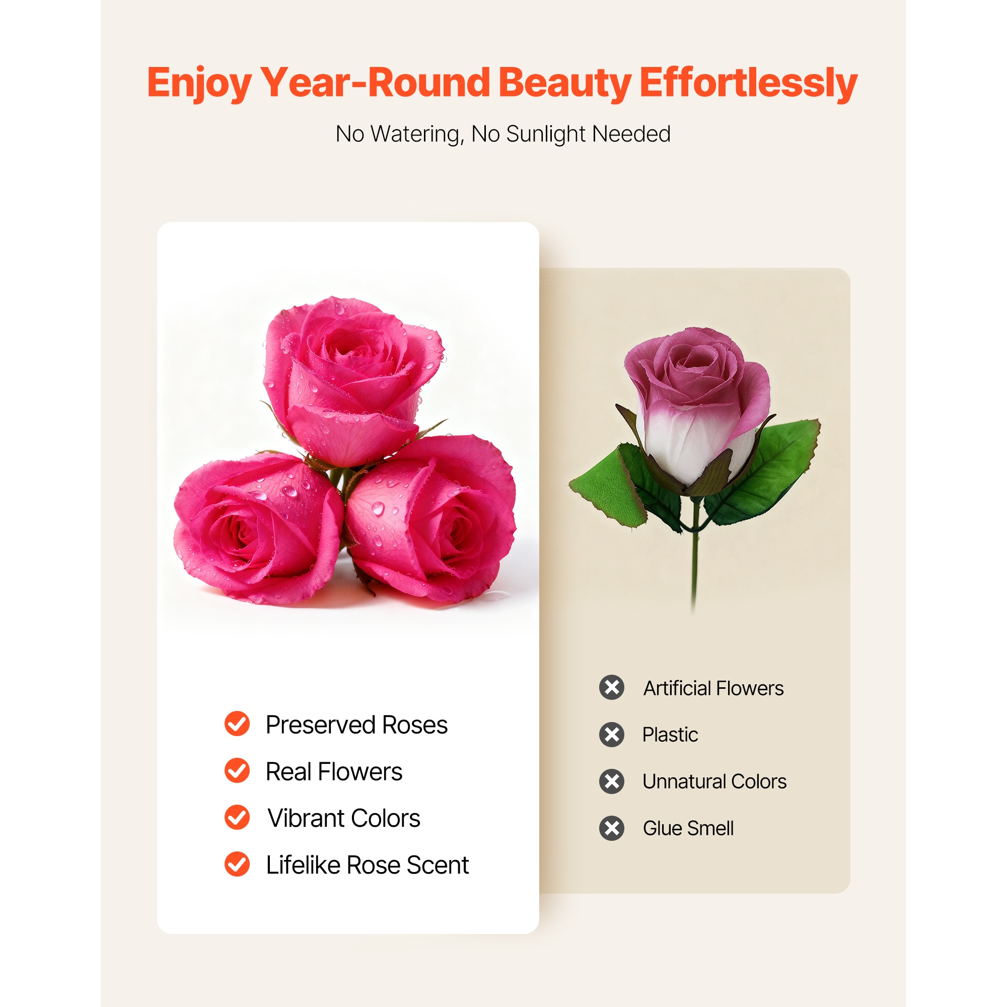 VEVOR Forever Flowers 27 Preserved Roses in a Box Eternal Flowers ...